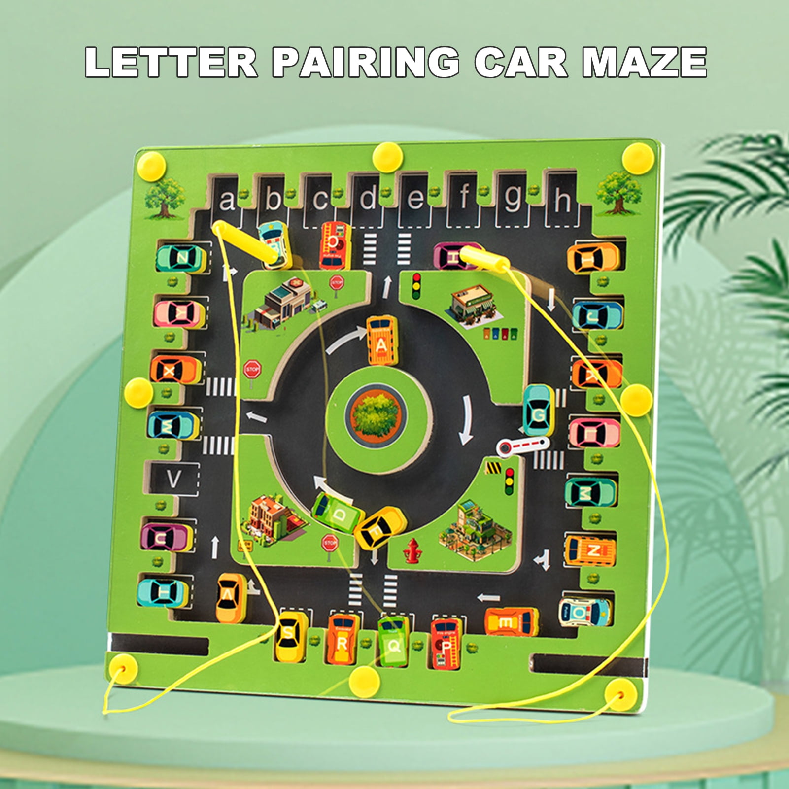 Magnetic Alphabet Maze Board Parking Lot Game Toddlers Letter Matching ...