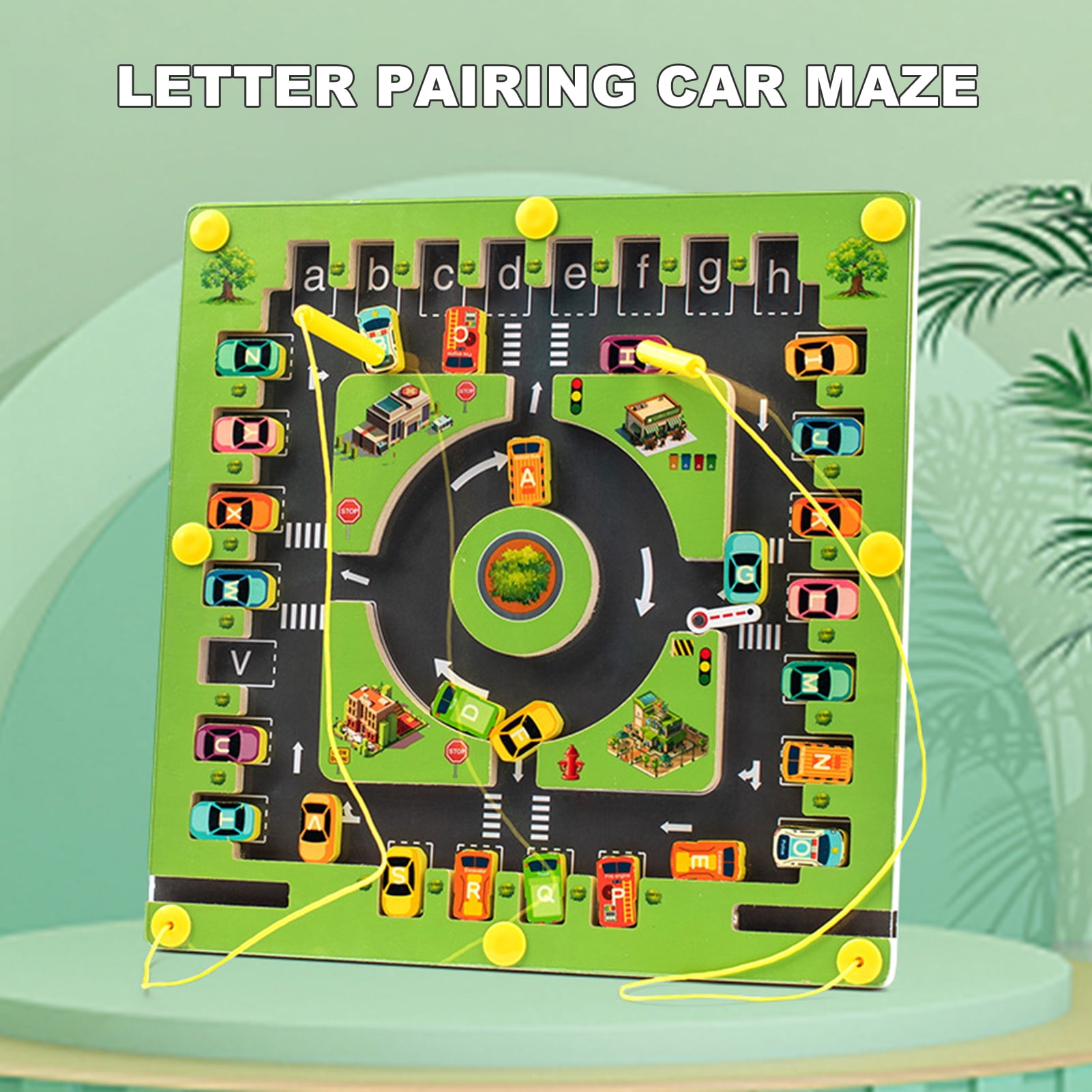 Magnetic Alphabet Maze Board Parking Lot Game Toddlers Letter Matching ...