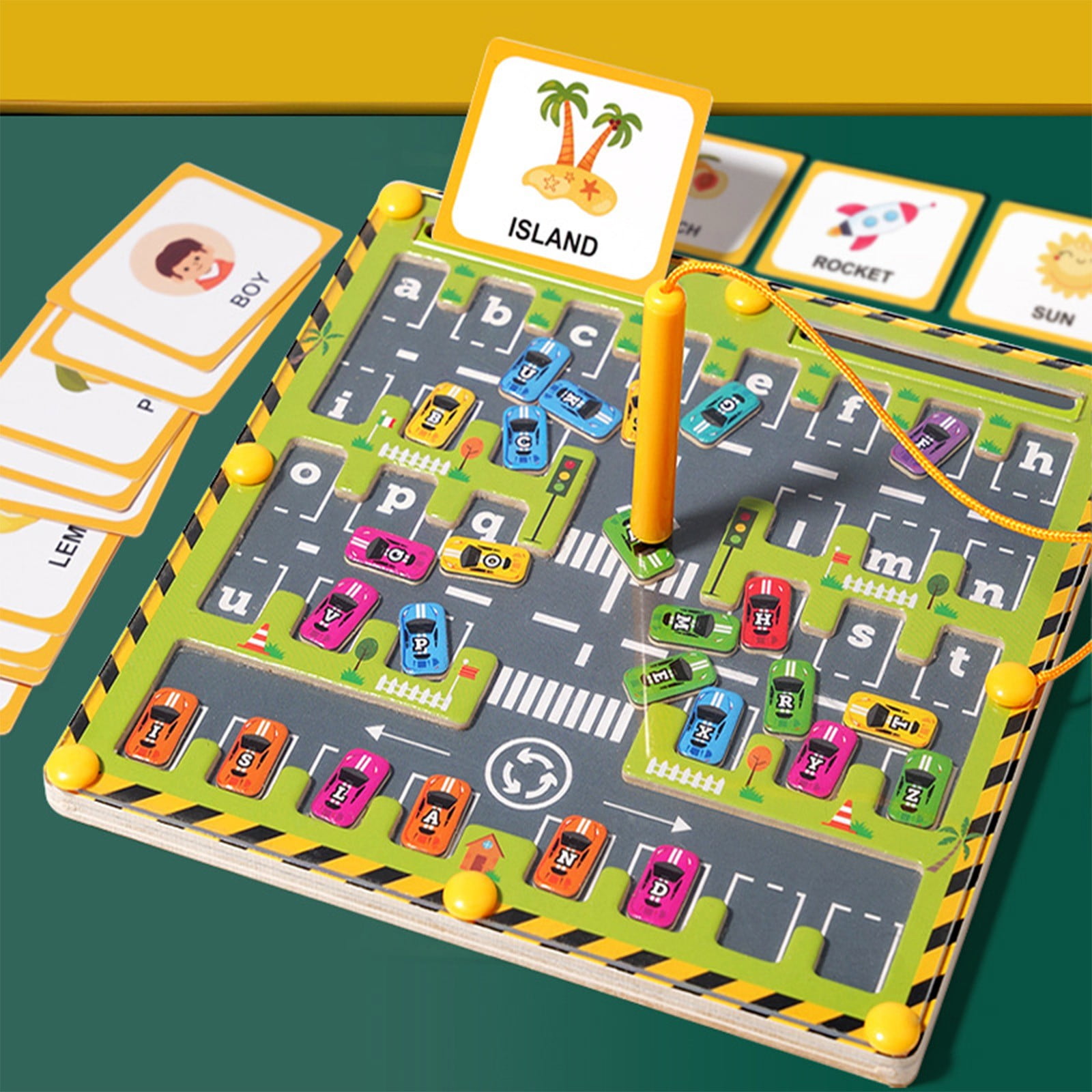 Magnetic Alphabet Maze Color and Number Maze Toys, Parking Maze Board ...