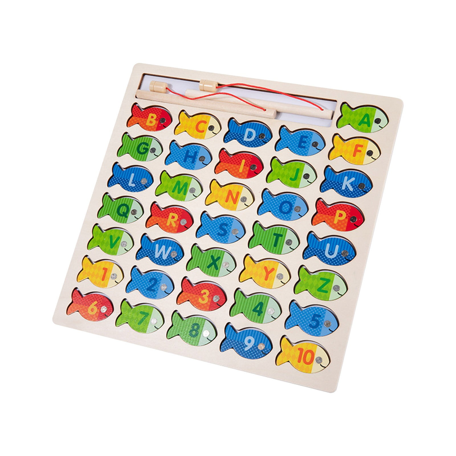 Magnetic Alphabet Numbers Fishing Game, Wooden ABC Letter Numbers Color ...