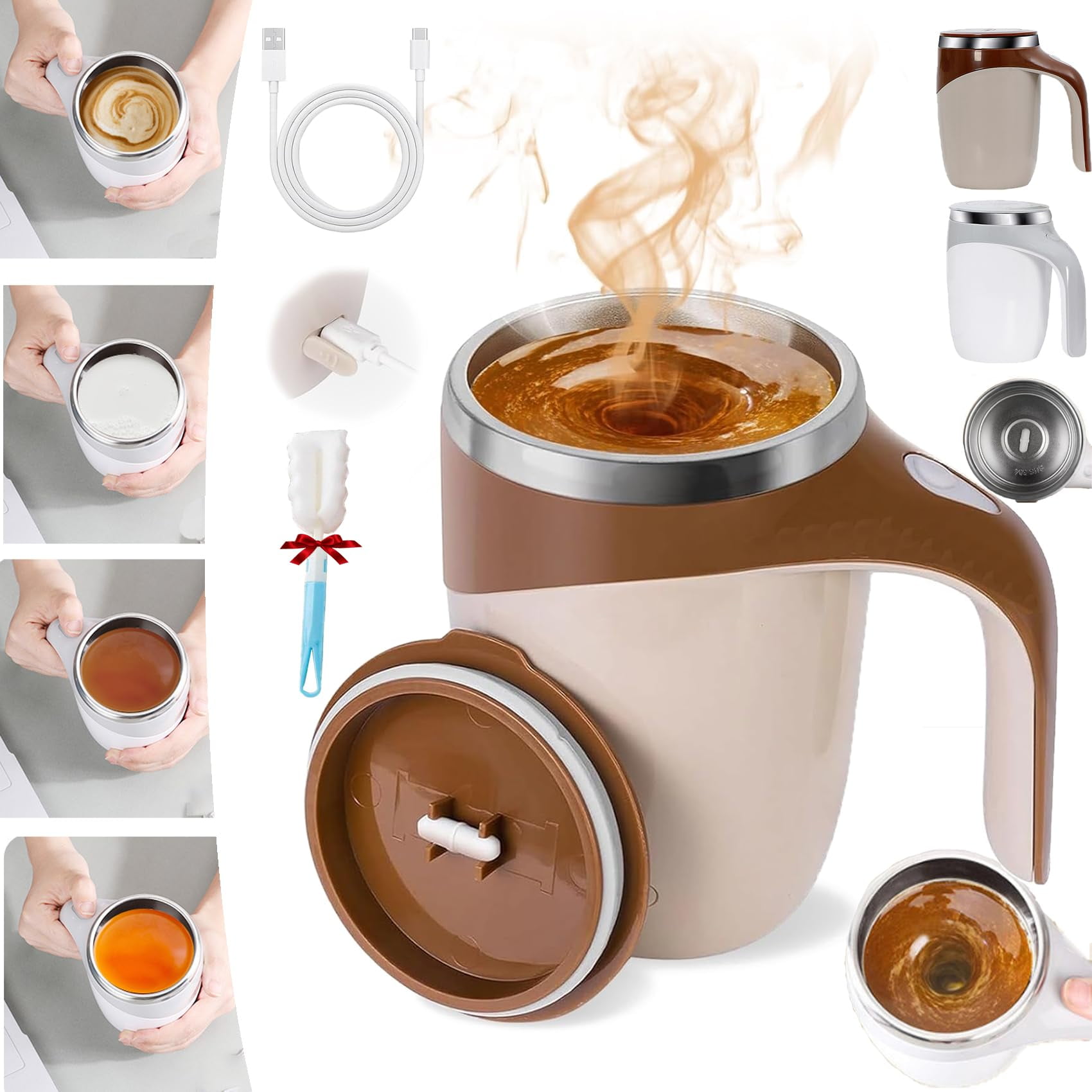 Magnetic Automatic Self-Stirring Coffee Mug, 12.85oz Self Stirring ...