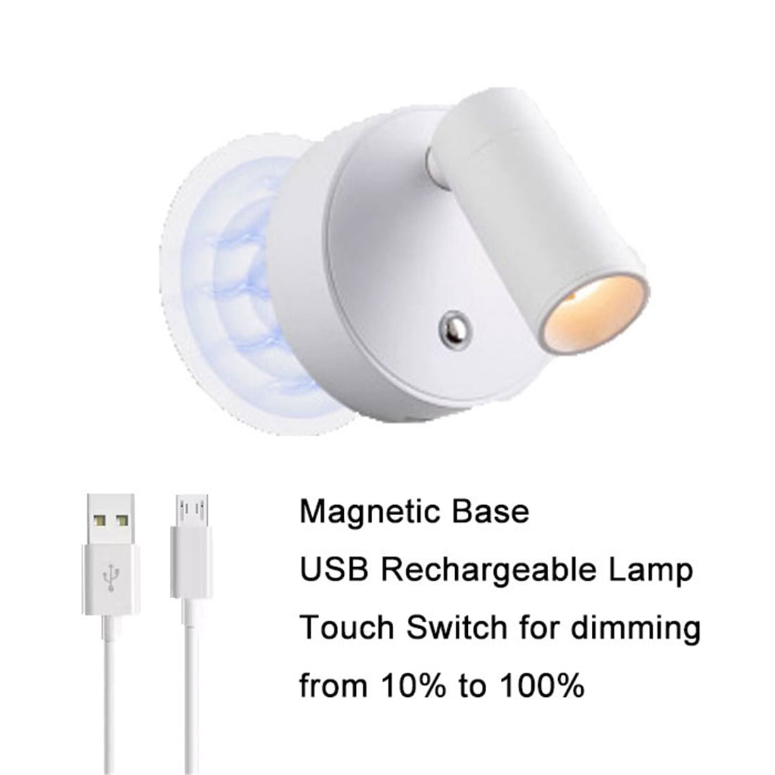 Magnetic Base USB Rechargeable LED Cordless Wall Light with Touch ...