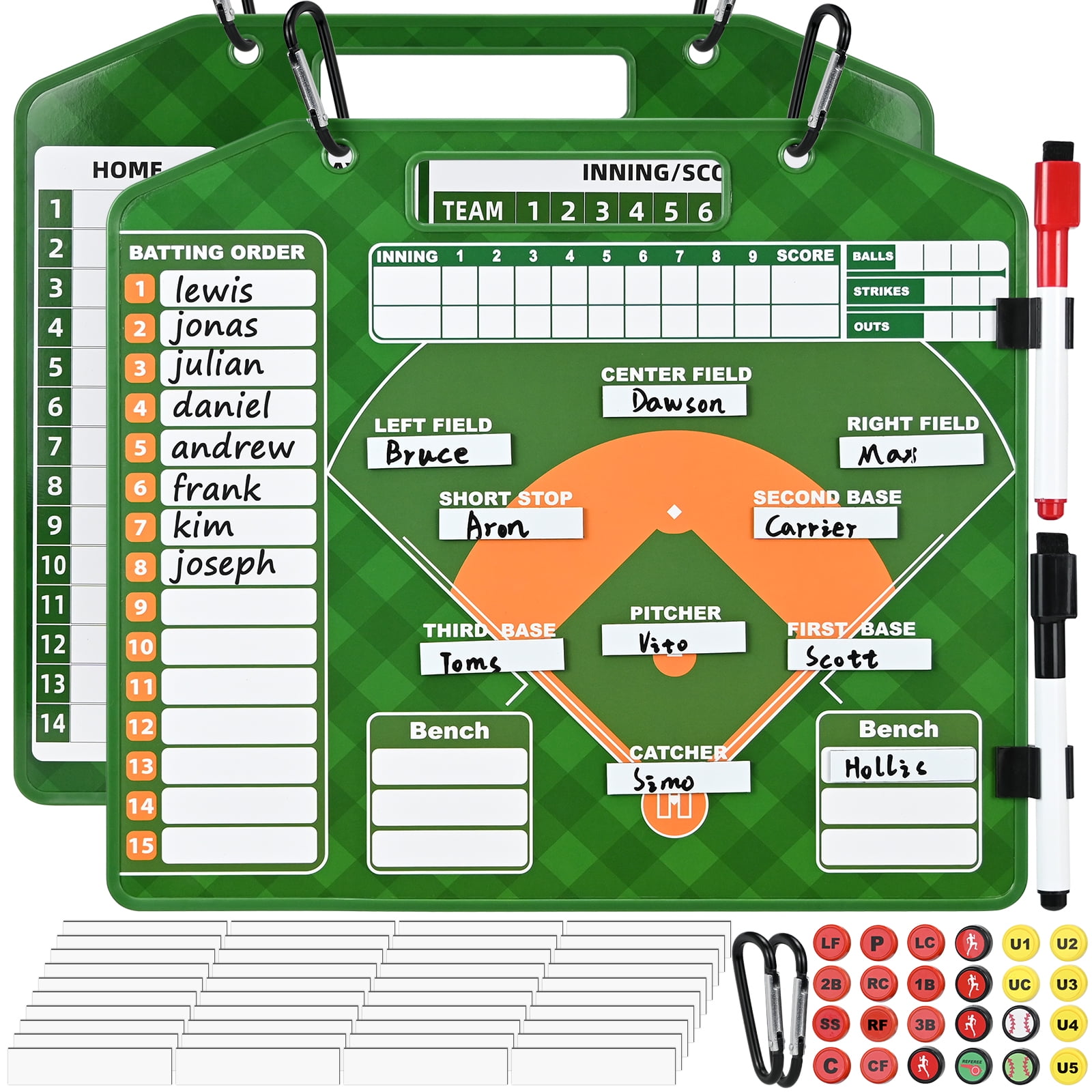 Magnetic Baseball Lineup Board, Dry Erase Coaching Lineup Boards ...