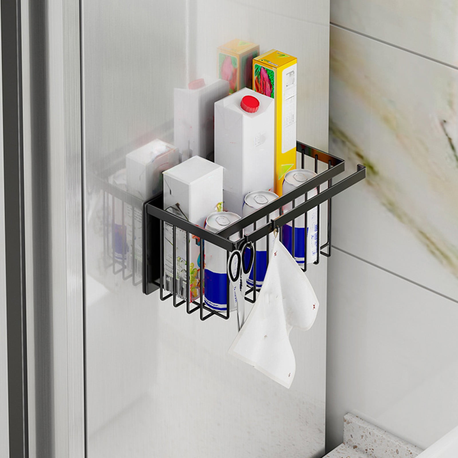 Magnetic Basket Organizer Shelf Rack for Refrigerator Peg Board Office ...