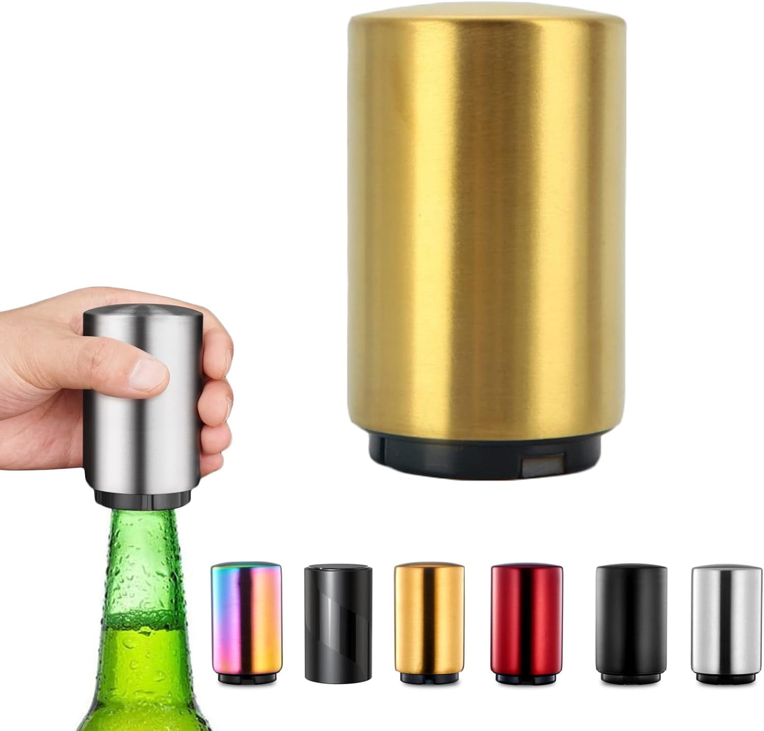 Magnetic Beer Bottle Opener - Stainless Steel Push Down Opener with ...