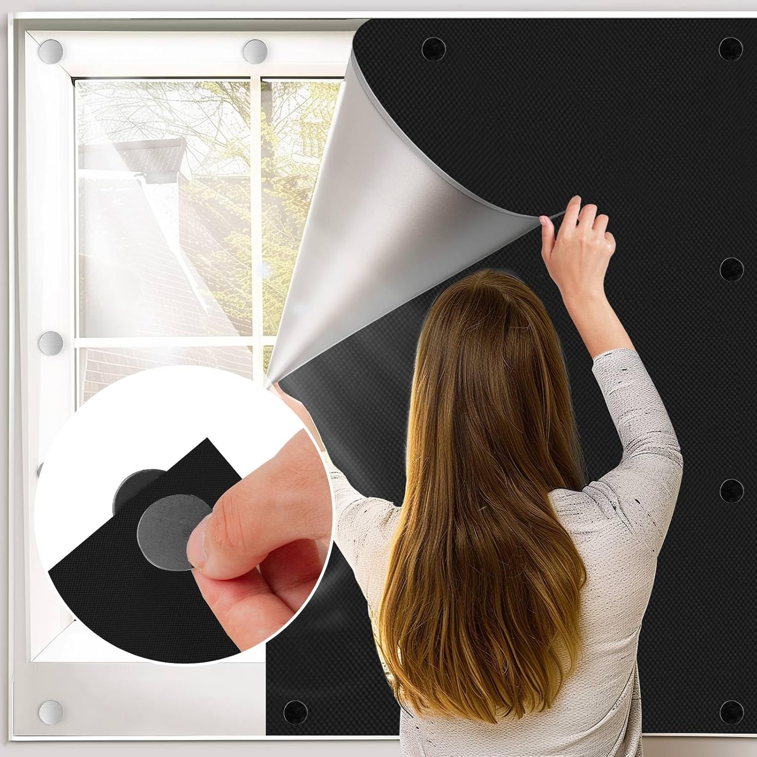 Magnetic Blackout Window Cover No Drill Cuttable 100% Black Out Windows ...