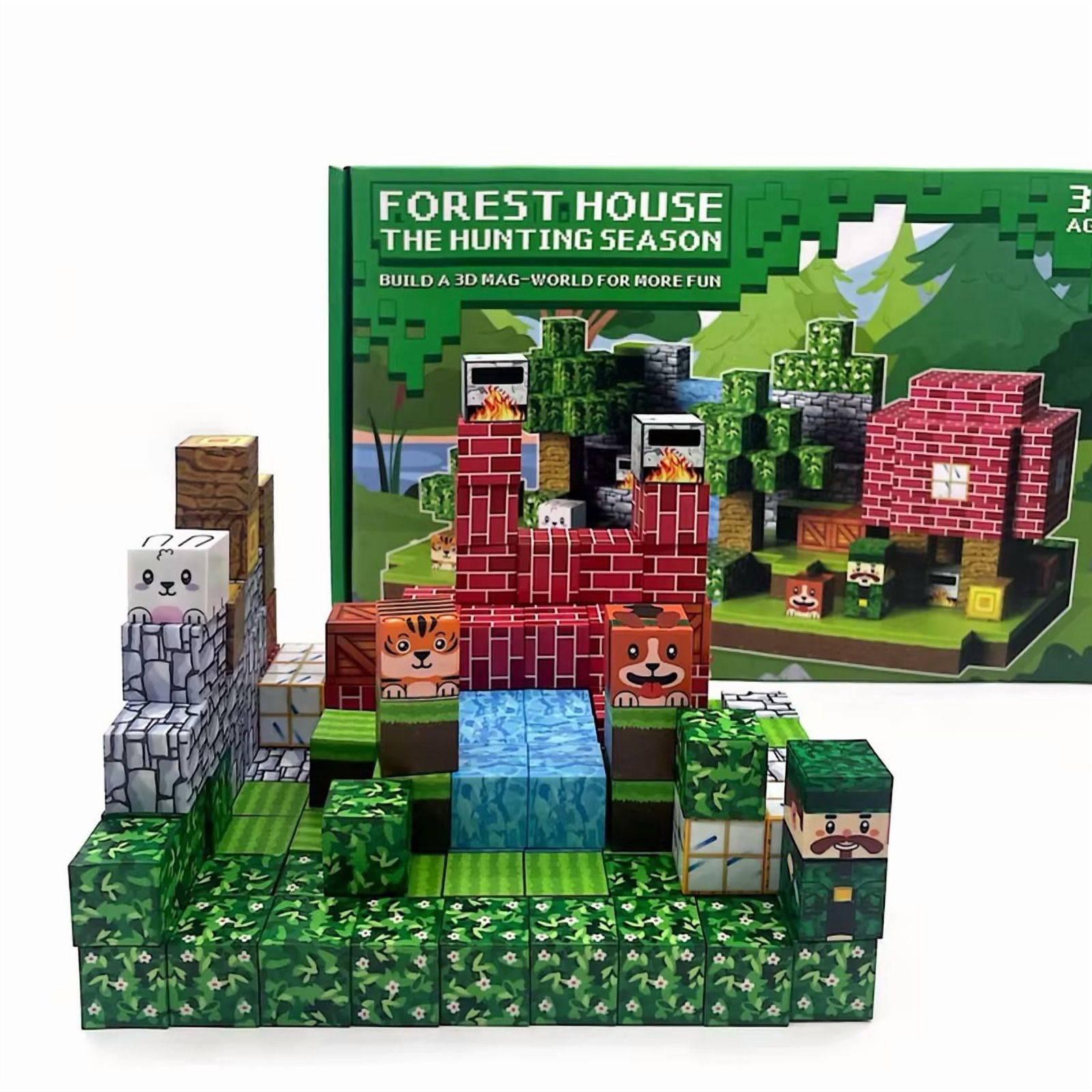 Magnetic Block Building Sets – 3D Cabin in the Woods Construction Kit ...