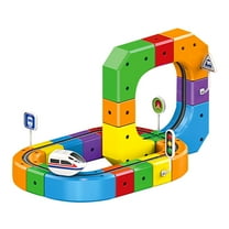 Electric Train Set with 3D Cubes Blocks, Snap-On Magic Blocks Building ...