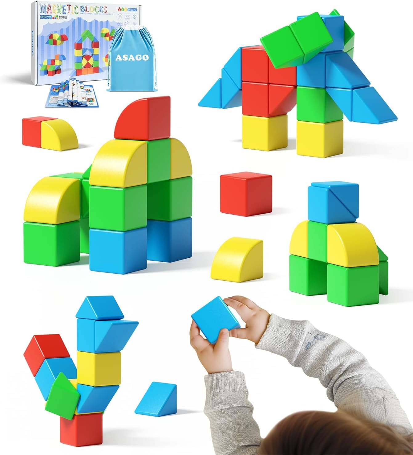 Magnetic Blocks, 1.34 inch Large Magnetic Building Blocks, 3D Magnetic ...
