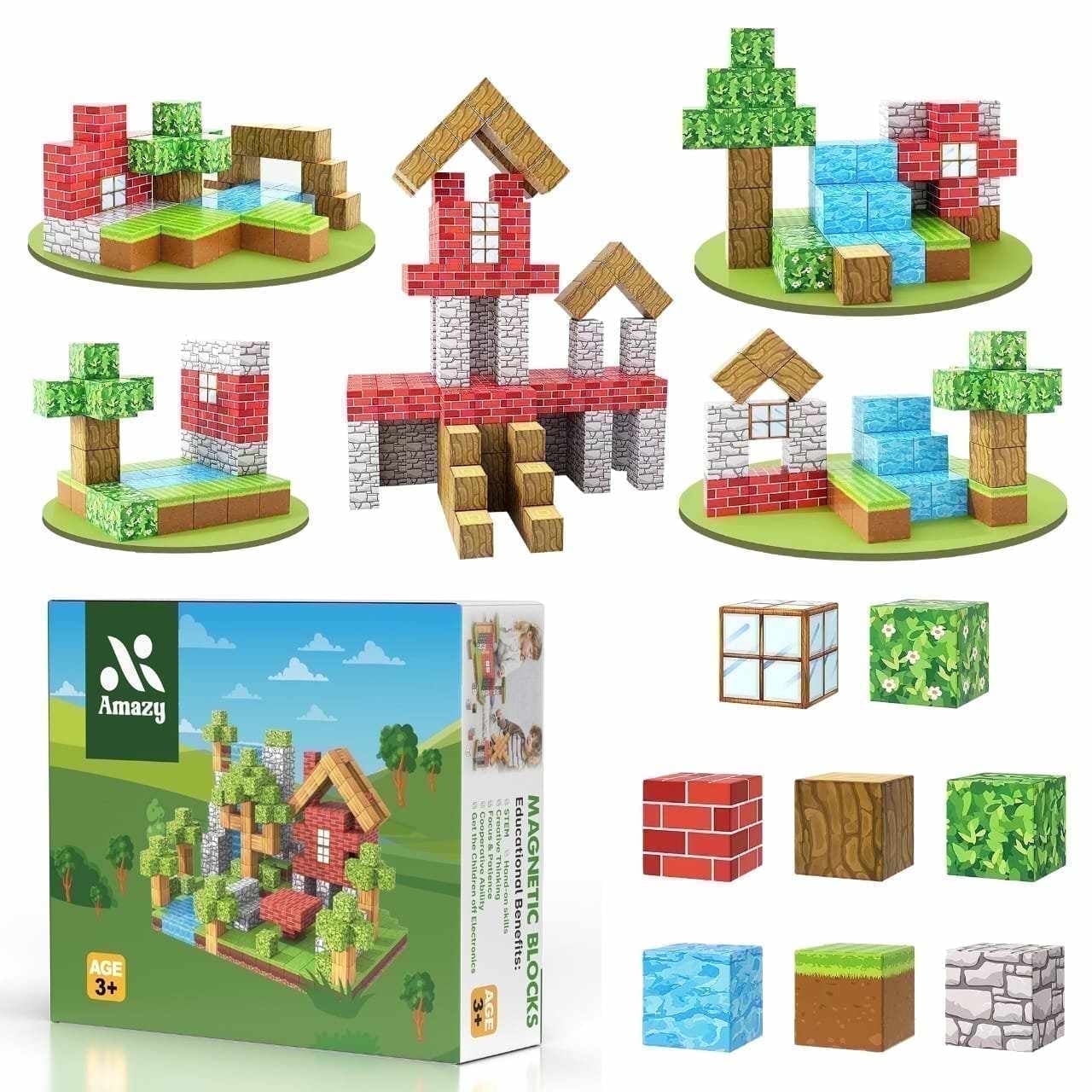 Magnetic Blocks 100-Piece Craft and Building Set for Children 3 ...