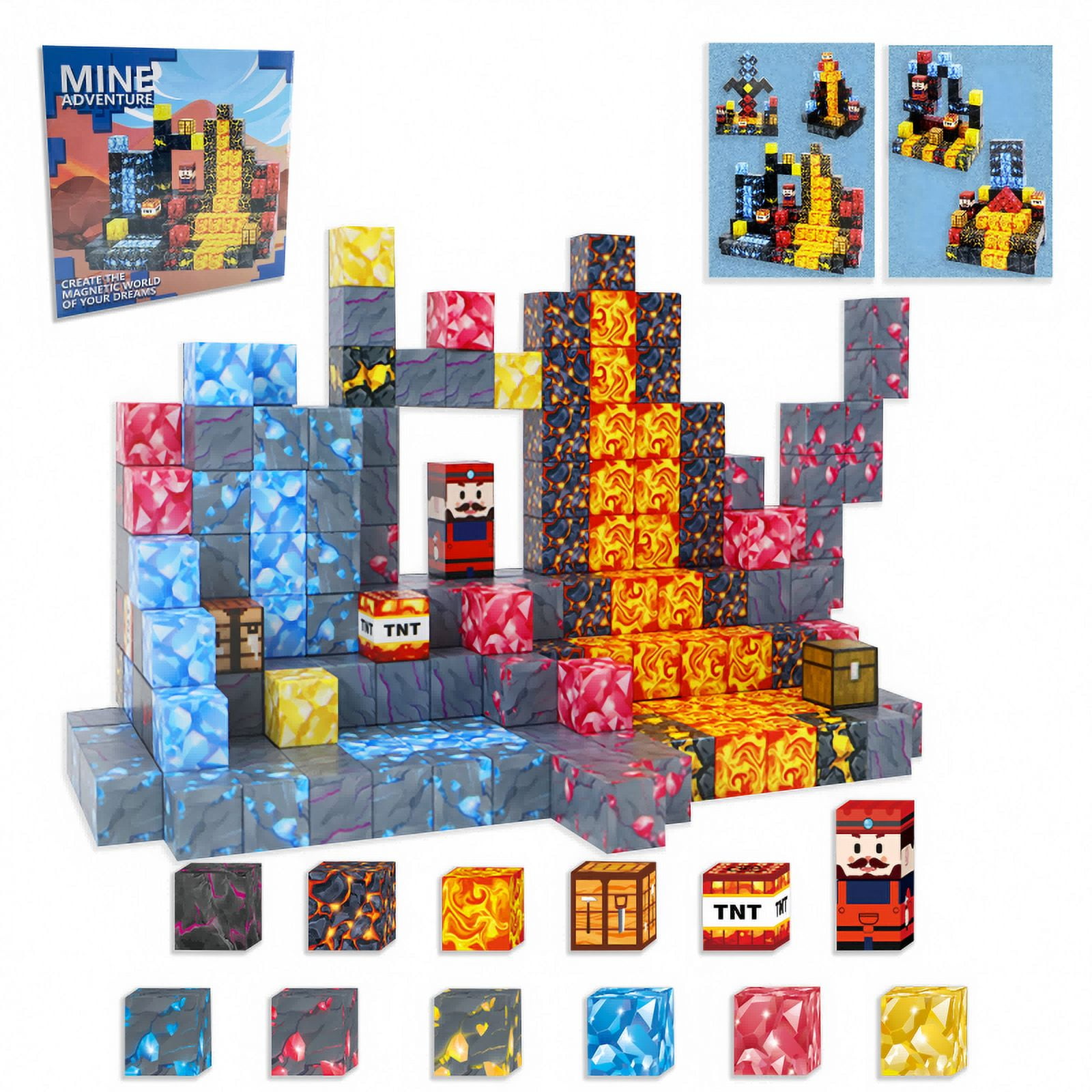 Magnetic Blocks-100PCS Magnetic Building Blocks Magnetic Tiles Stacking ...