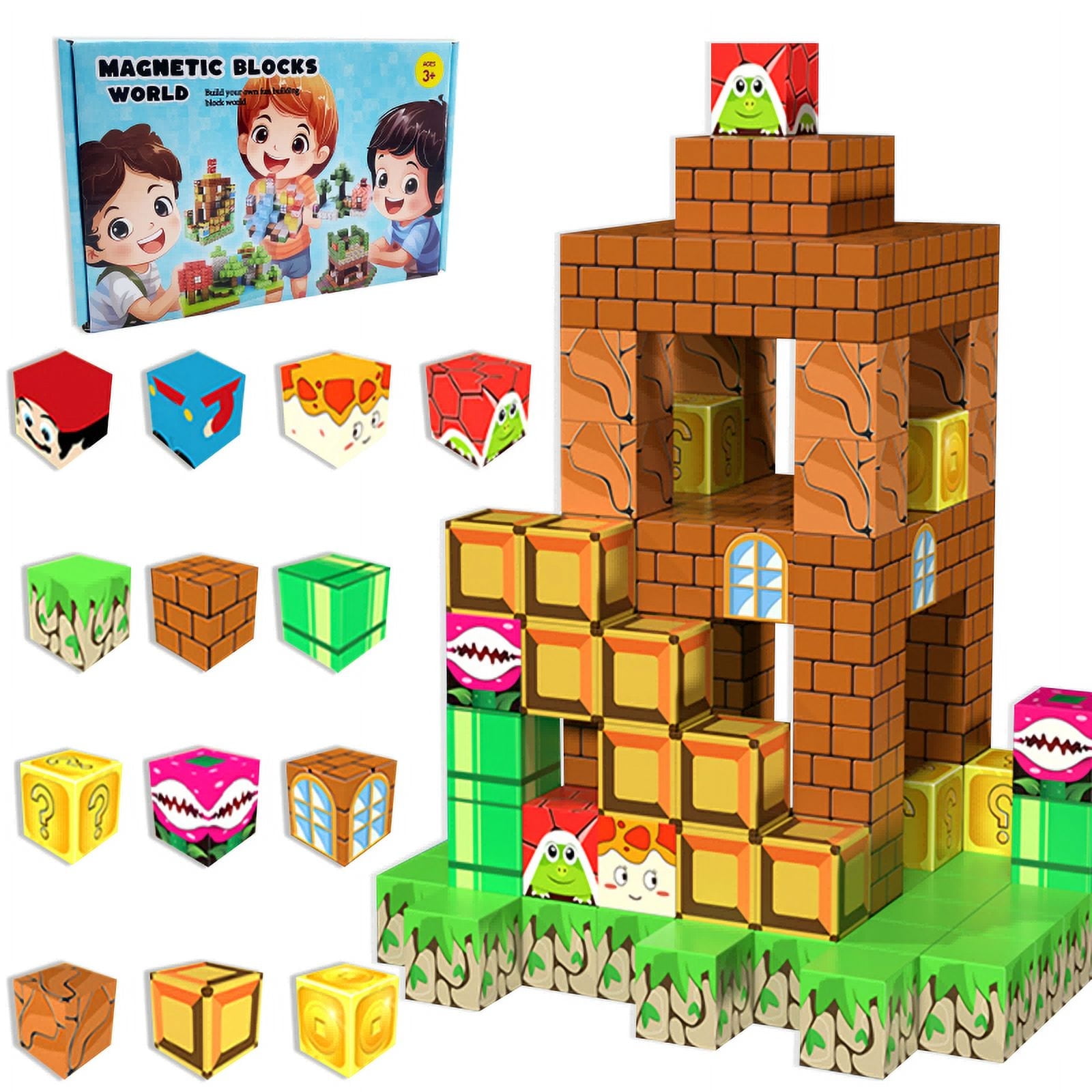 Magnetic Blocks-100PCS Magnetic Building Blocks Magnetic Tiles Stacking ...