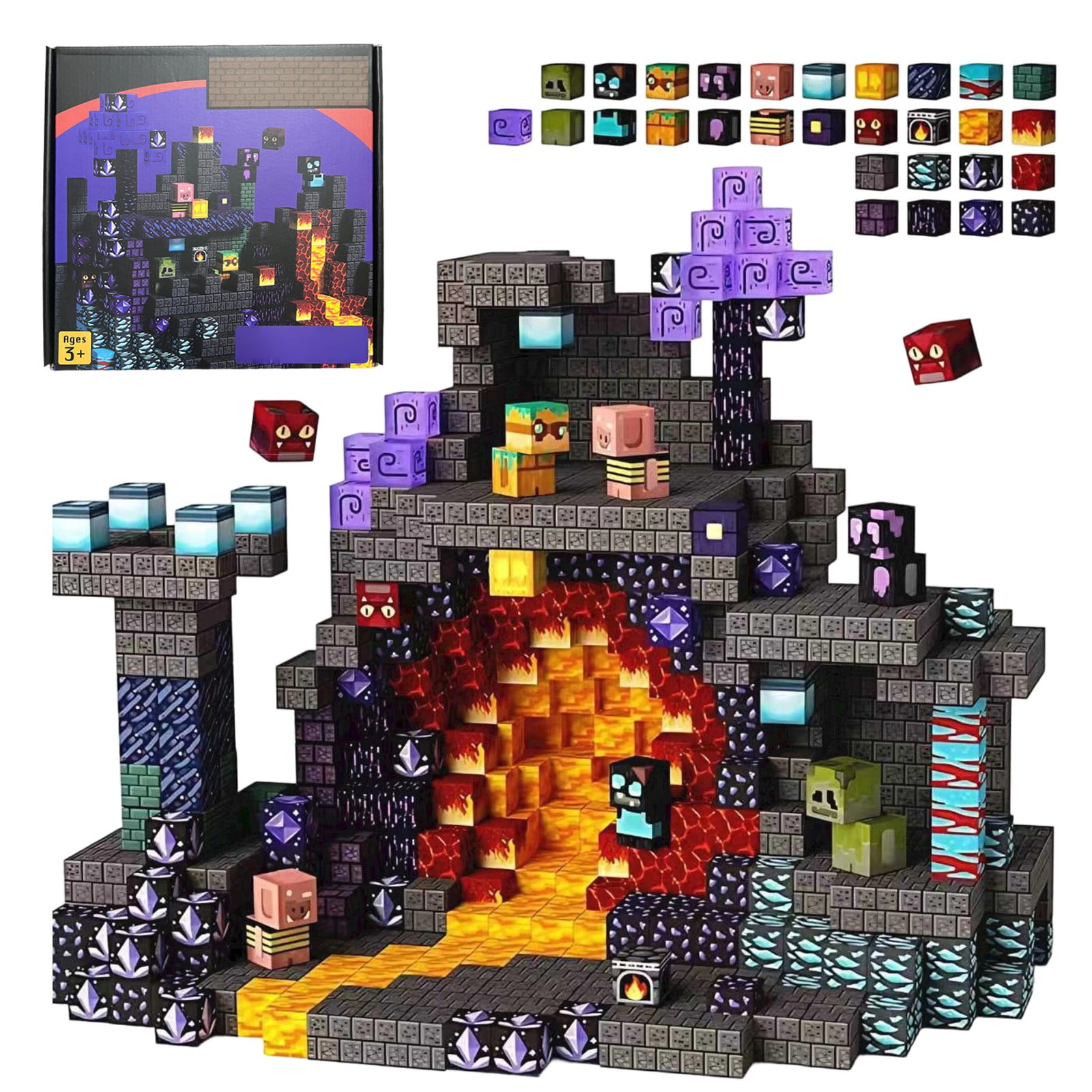 Magnetic Blocks 100PCS Magnetic Building Cubes, DIY Melt Cave Building ...