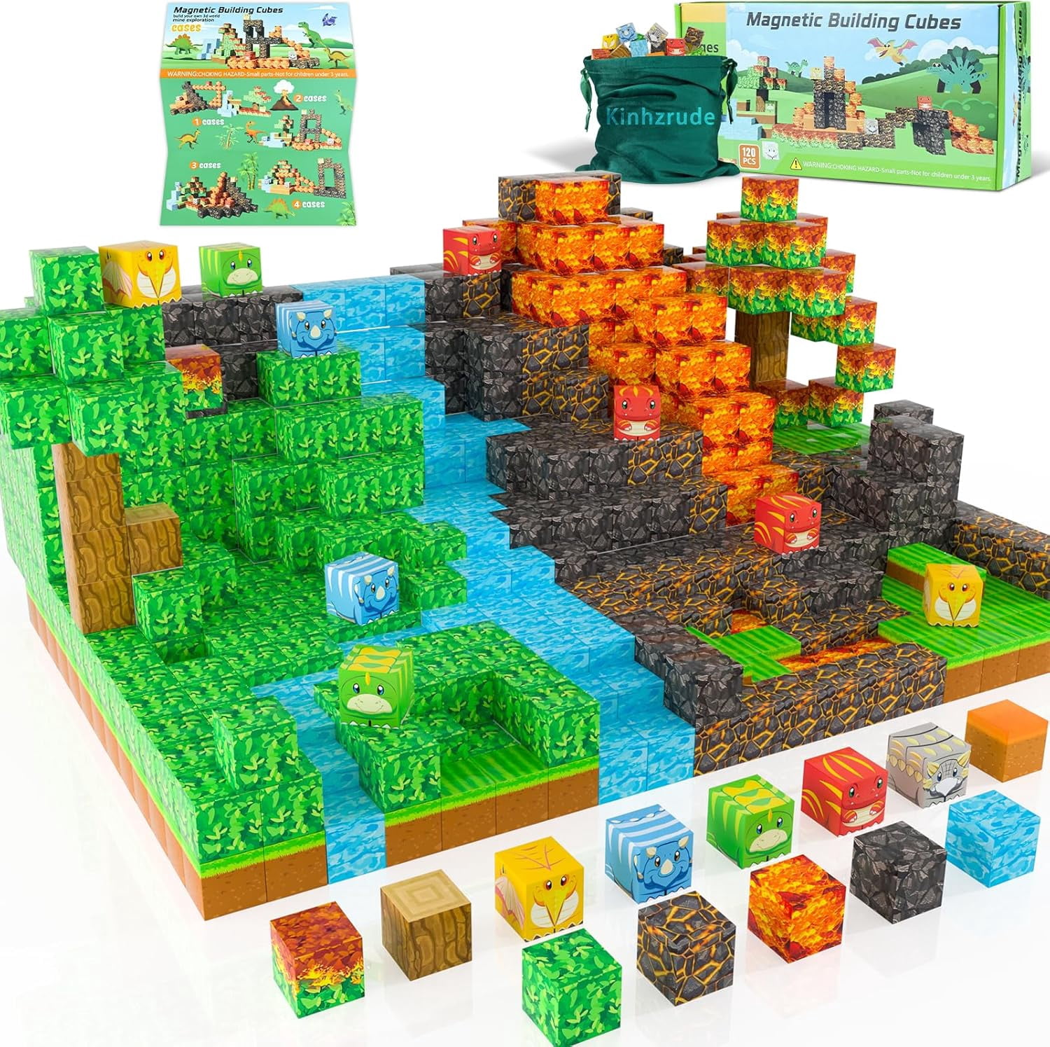 Magnetic Blocks - 120PCS Toy Build Set, Magnetic STEM Sensory Toys ...