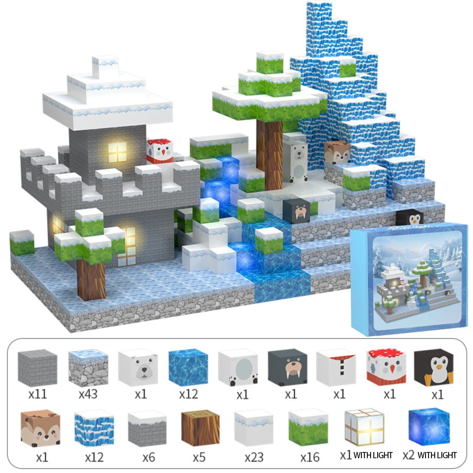 Magnetic Blocks 138PCS Magnetic Building Cubes with Lights, DIY Ice and ...