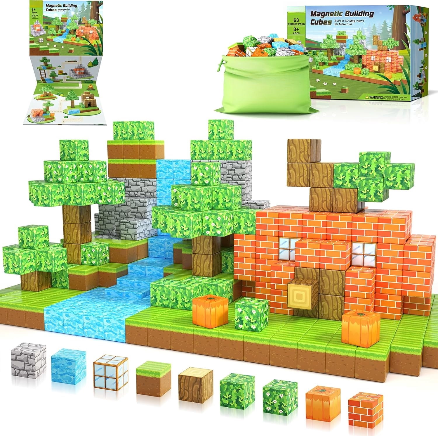 Magnetic Blocks-Build Mine Magnet World Panda Edition, Magnetic Tiles ...