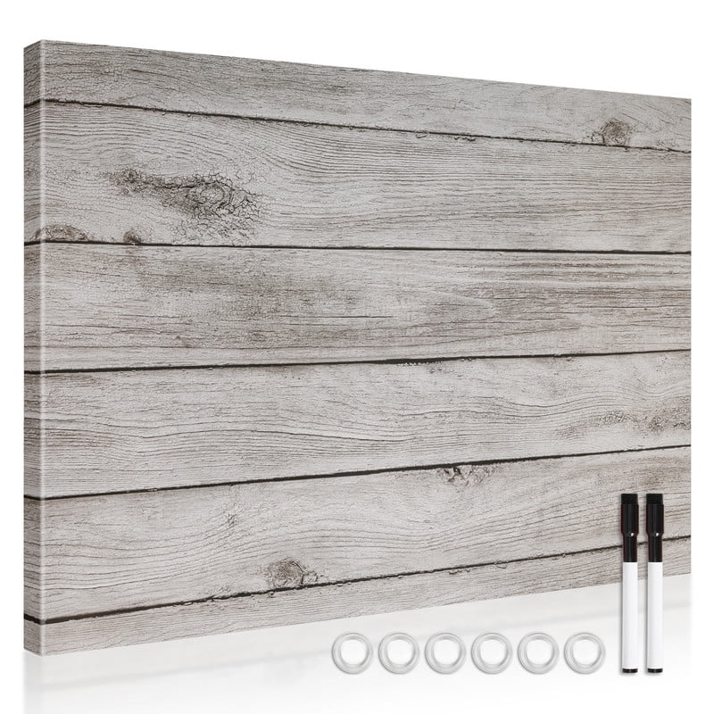 Magnetic Boards for Wall 18"x24" Wooden Planks Print Decorative White ...