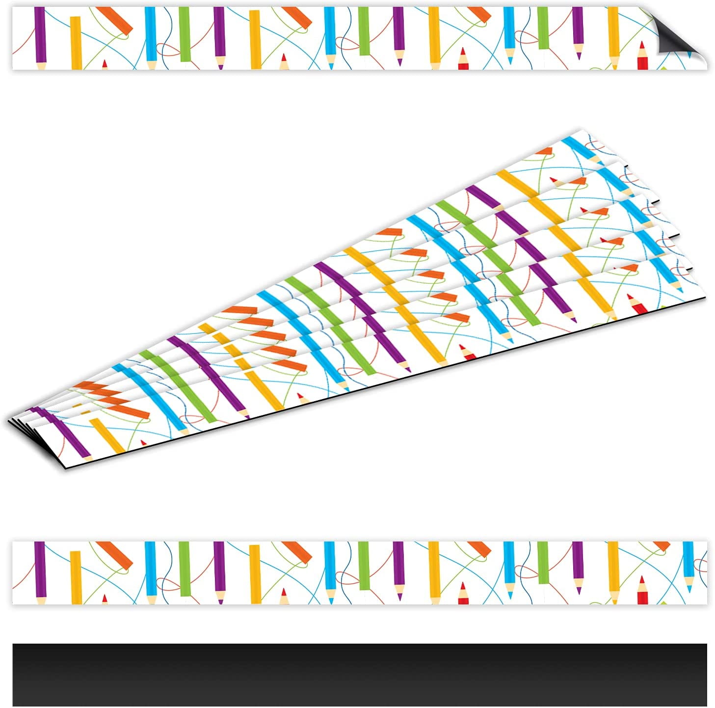Magnetic Classroom Whiteboard Border Strips - 1.5 x 17 inches - 12 Pack ...