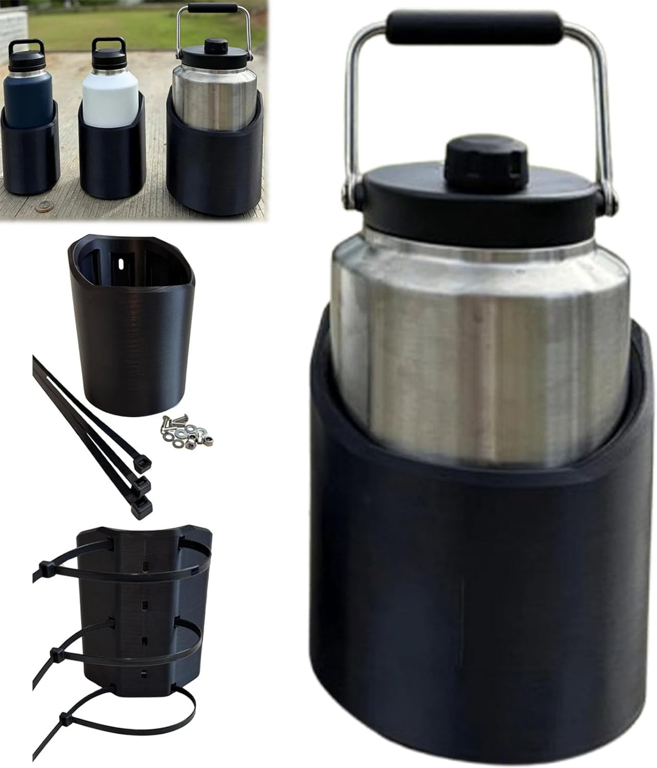 Magnetic Bottle Mounts for 46, 50, 64 oz, 3D Printed Gallon Jug Holder ...