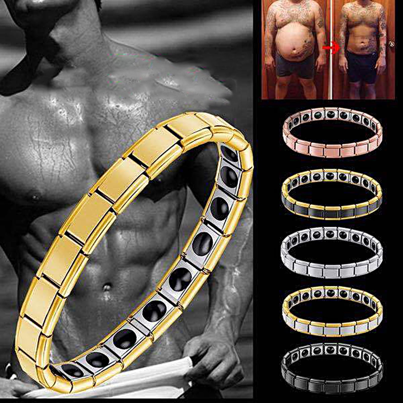 Magnetic Bracelet Functional Simple Sleek Link Jewelry Gift for Men ...