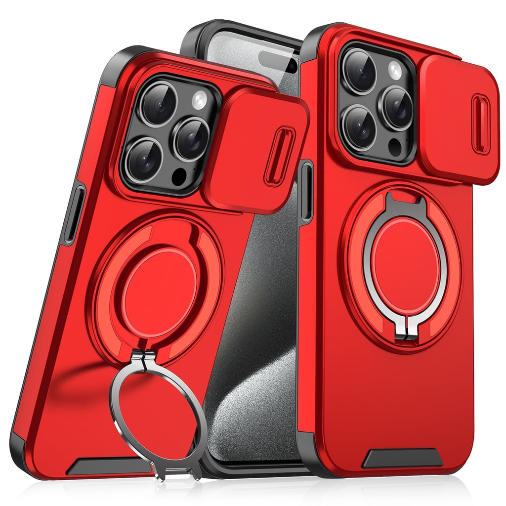Magnetic Bracket Case for iPhone 16 Pro Max 15 Plus With Lanyard Slide ...