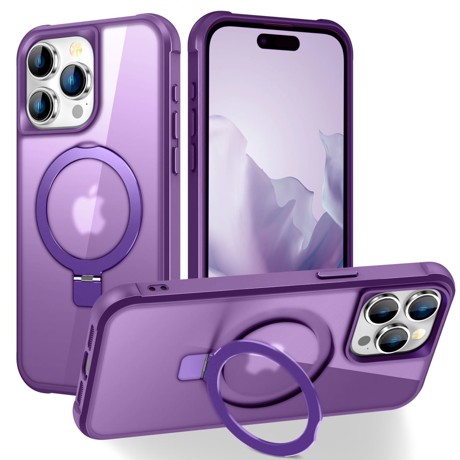 Magnetic Bracket Case For Iphone 15 Pro Max Ring Holder Kickstand