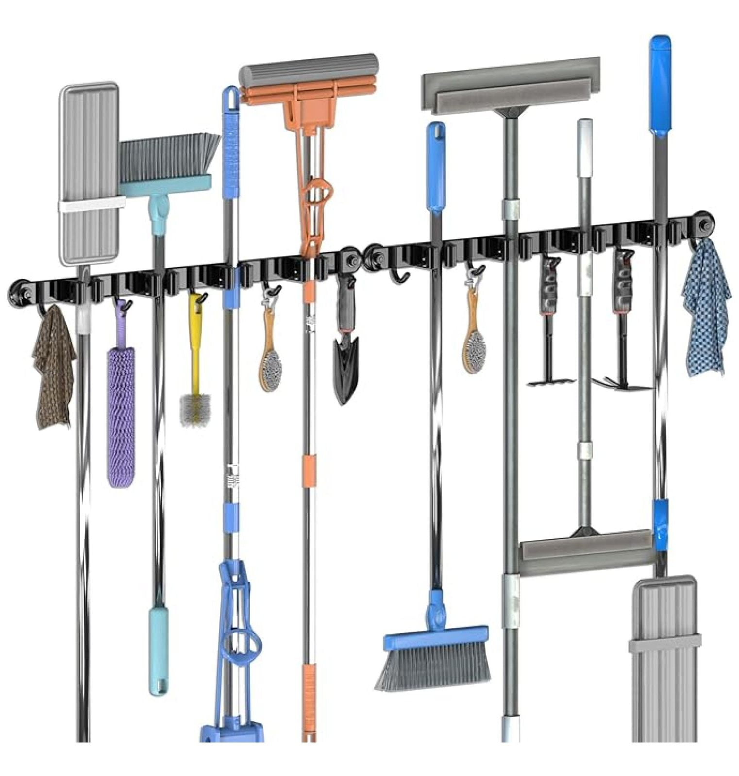 Magnetic Broom Holder Wall Mount 1 Pack, 2-in-1 Dual Mount (No Drill or ...