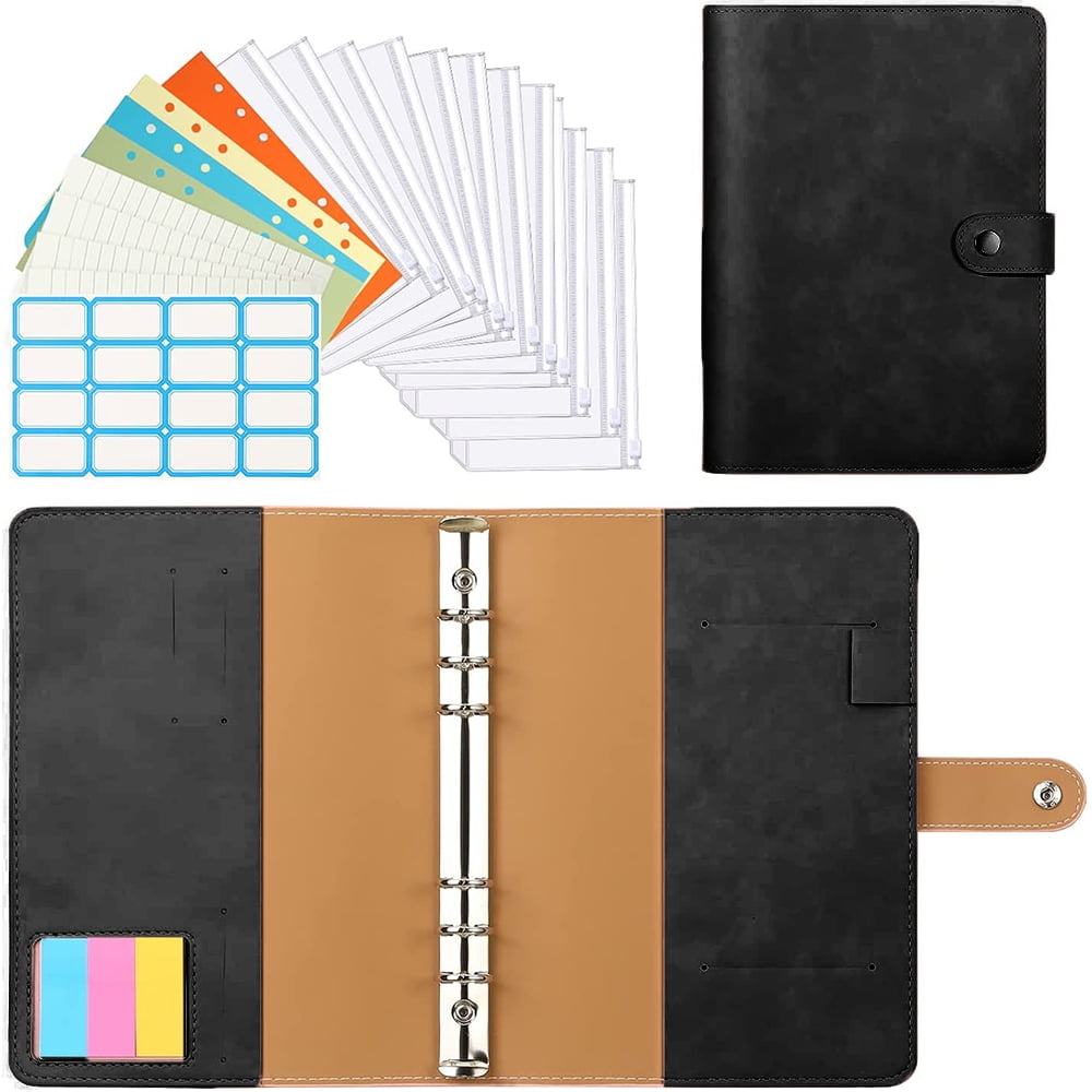 Magnetic Buckle Closure Planner PU Leather Notebook Binder Refillable 6 ...