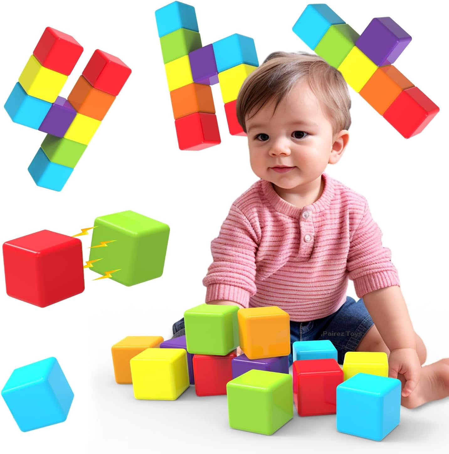 Magnetic Building Blocks Large, 1.65 inch Magnetic Stacking Cubes for ...
