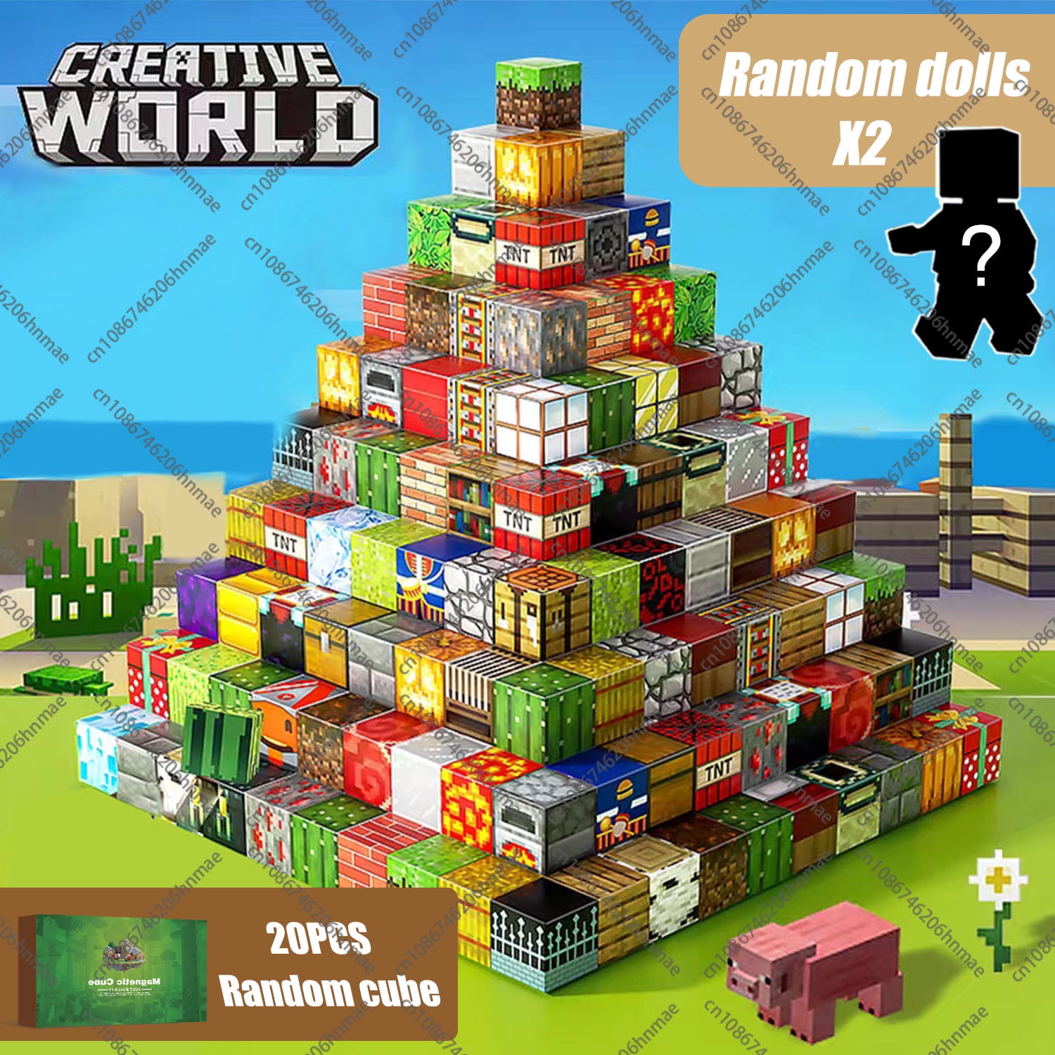 Magnetic Building Blocks Mine World Building toys Magnet Cube Set for Boy Girl Kid Age 3+ DIY ...