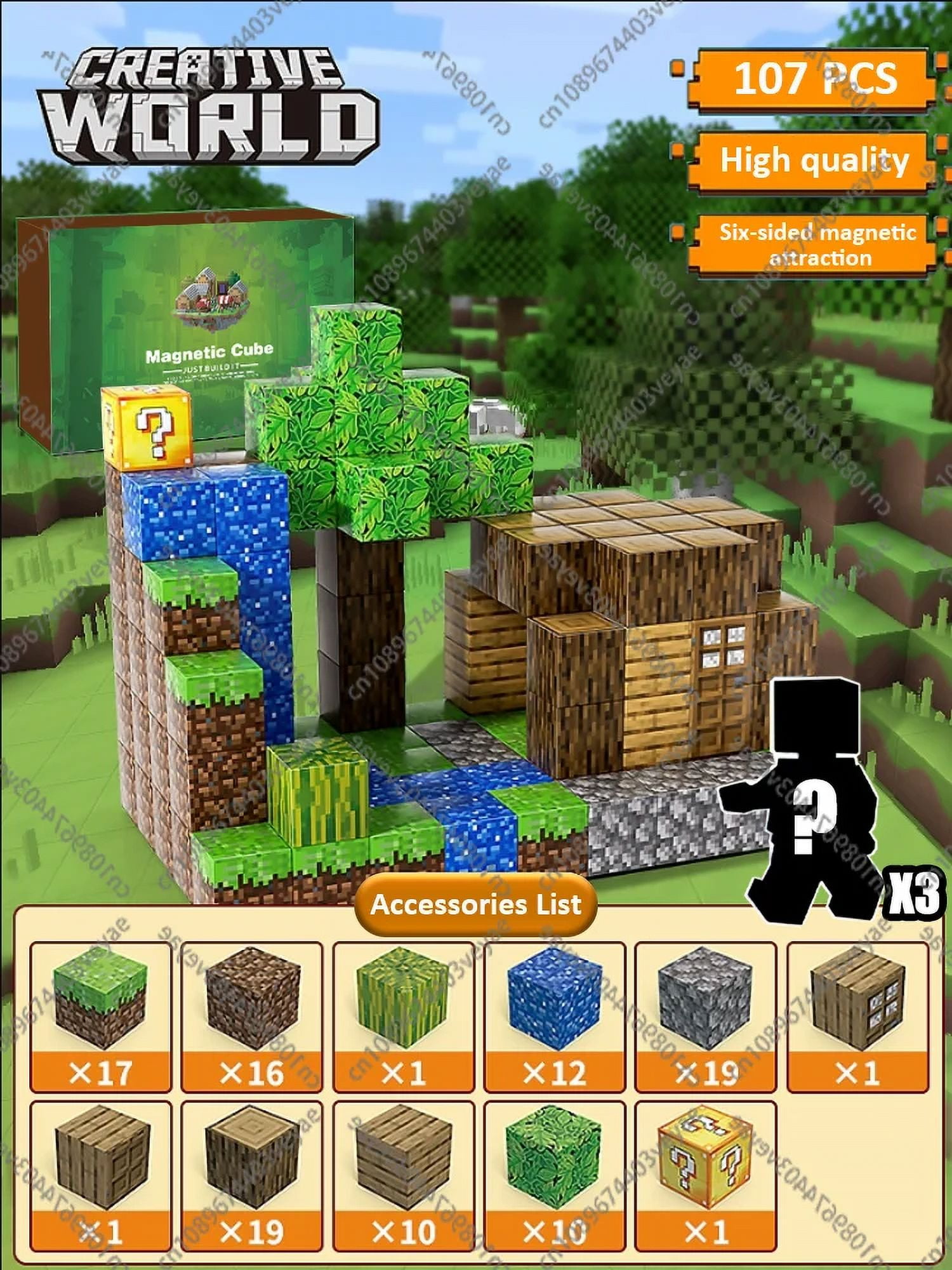 Magnetic Building Blocks Mine World Magnet Cube Set for Boy Girl Kid ...