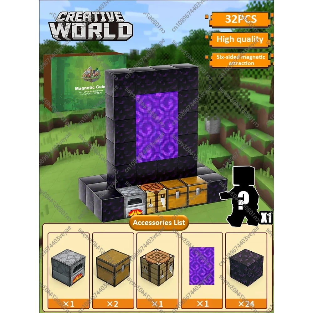 Magnetic Building Blocks Mine World Magnet Cube Set for Boy Girl Kid Age 3+ DIY Model Children ...