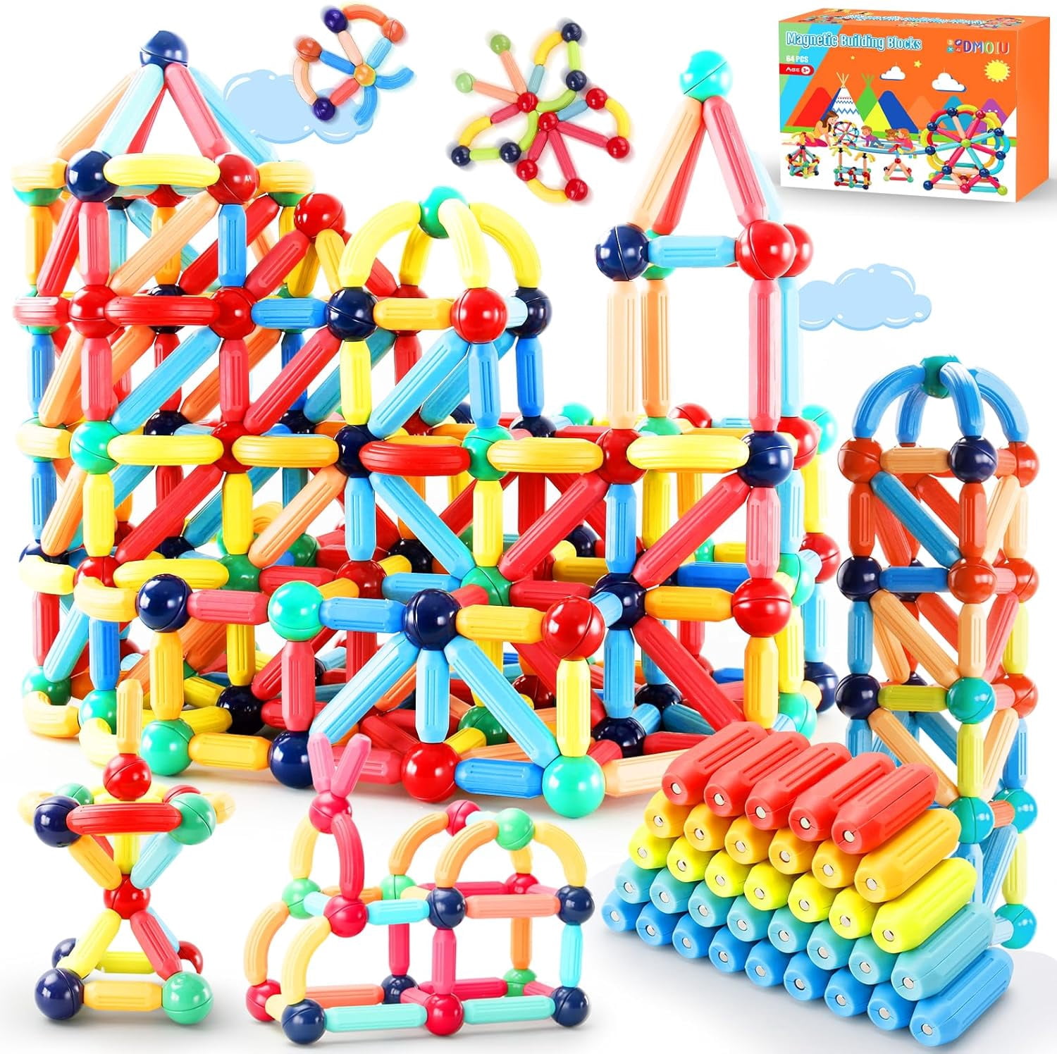 Magnetic Building Blocks STEM Educational Toy for Kids Montessori ...