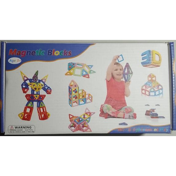 Magnetic Building Blocks Tiles Set Kids 3D Educational STEM Toy 102 Pcs ...