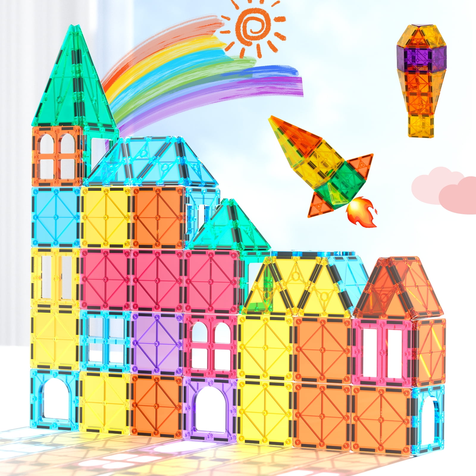 Magnetic Building Blocks for Toddlers Educational 3D Clear Magnetic ...