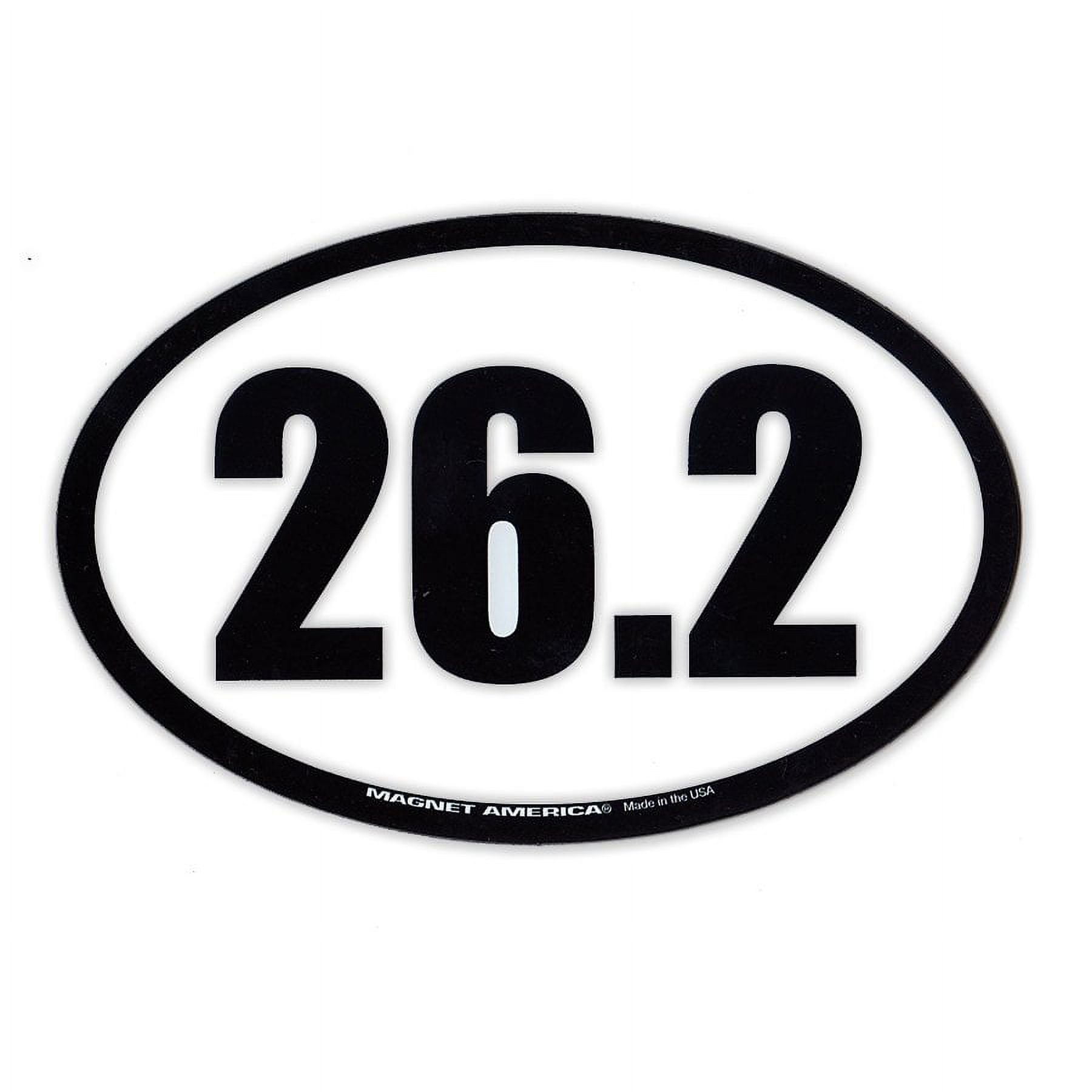 Magnetic Bumper Sticker - 26.2 Marathon Magnet (Black, White Design ...