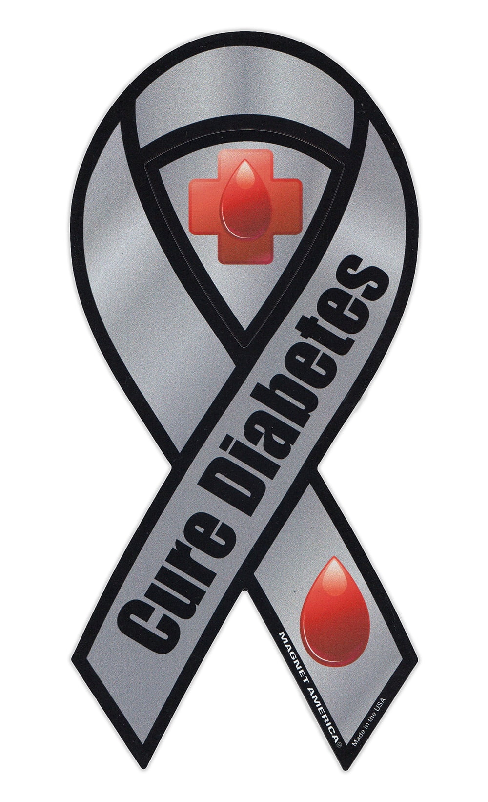 Magnetic Bumper Sticker - Diabetes Awareness - Ribbon Shaped Support ...
