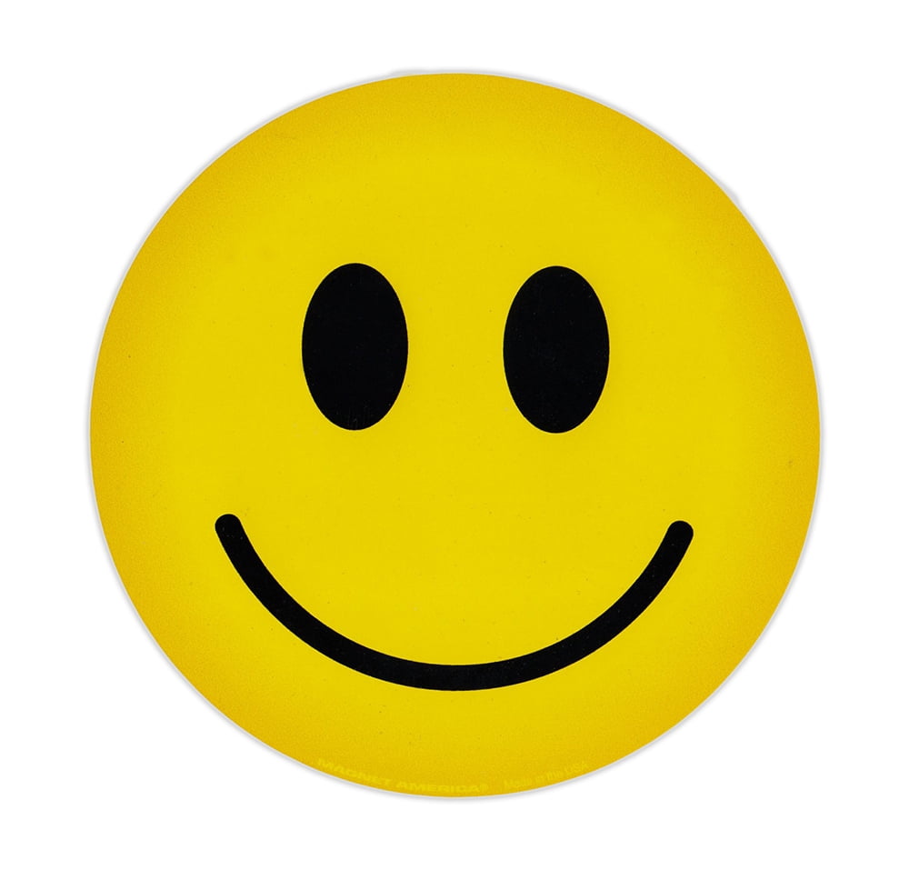 Magnetic Bumper Sticker - Happy Face (Smile Face) - Round Magnet - 4.75 ...