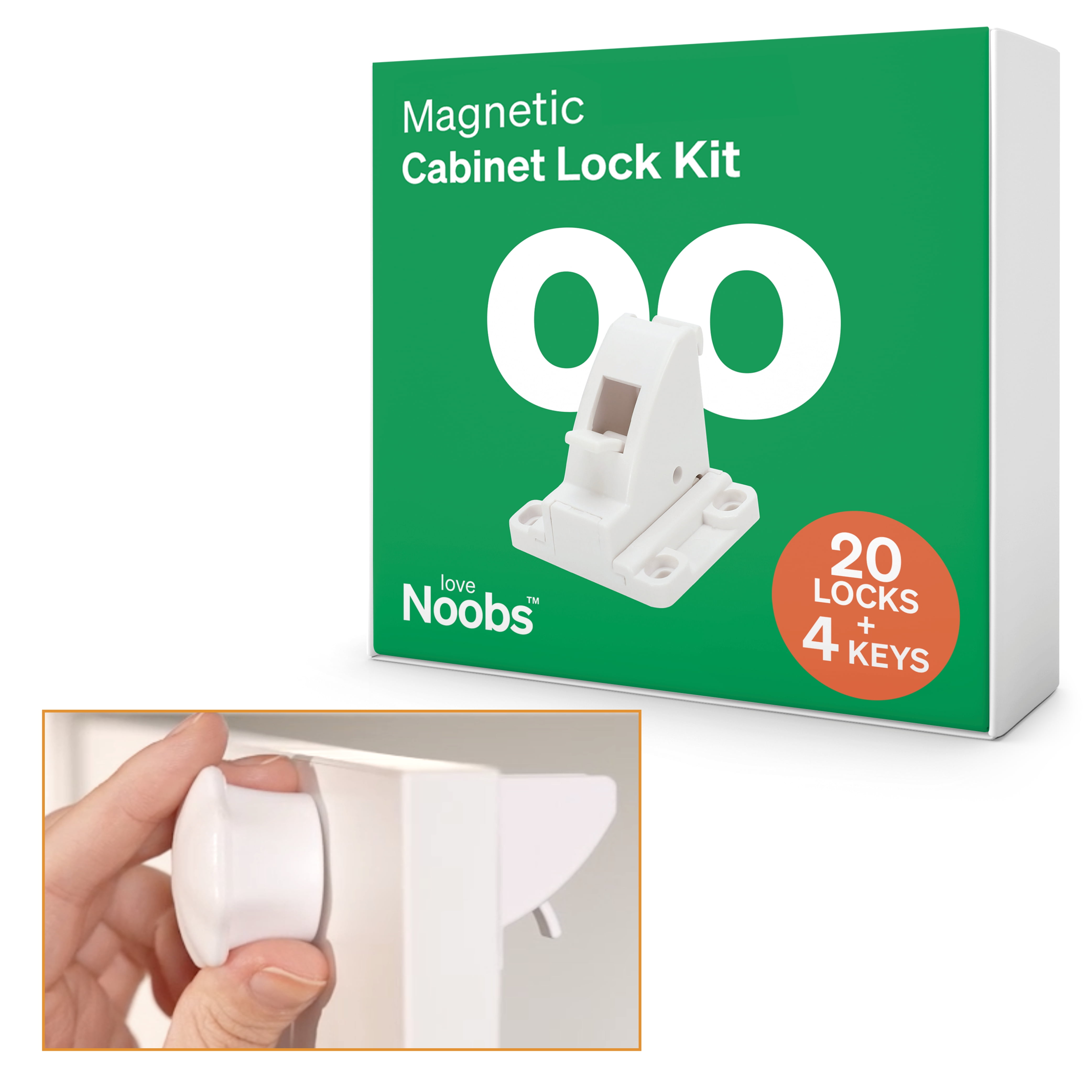 Magnetic Cabinet Locks Baby Proofing Kit by LoveNoobs™, 20 Locks & 4 ...