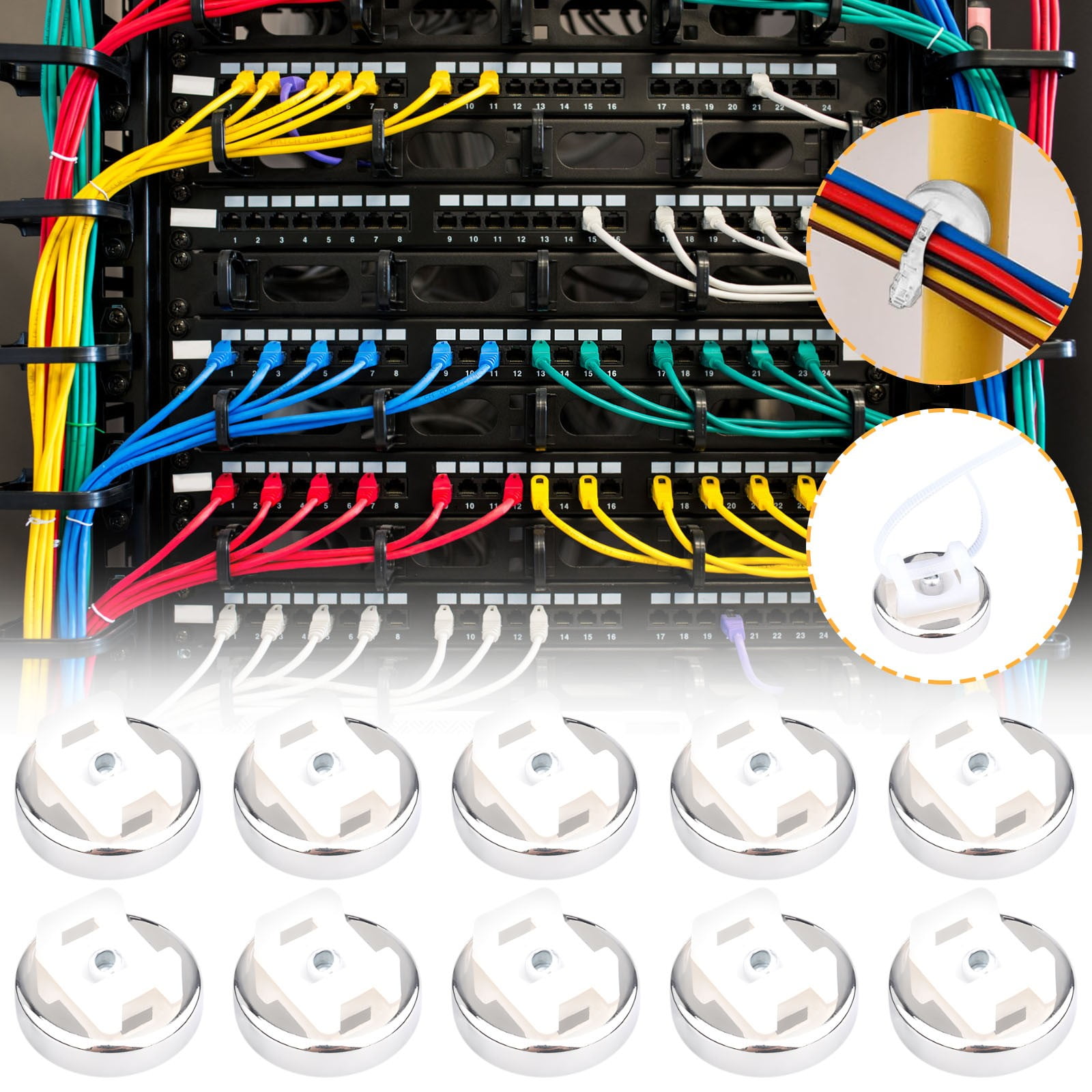 Magnetic Cable Mounts with Heavy Duty Zip Ties - Organize Wires for ...