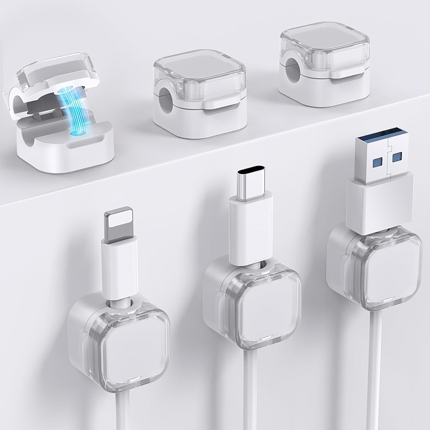 Magnetic Cable Organizer [1s Lock] 6 Pack Cord Cable Holders Clips ...