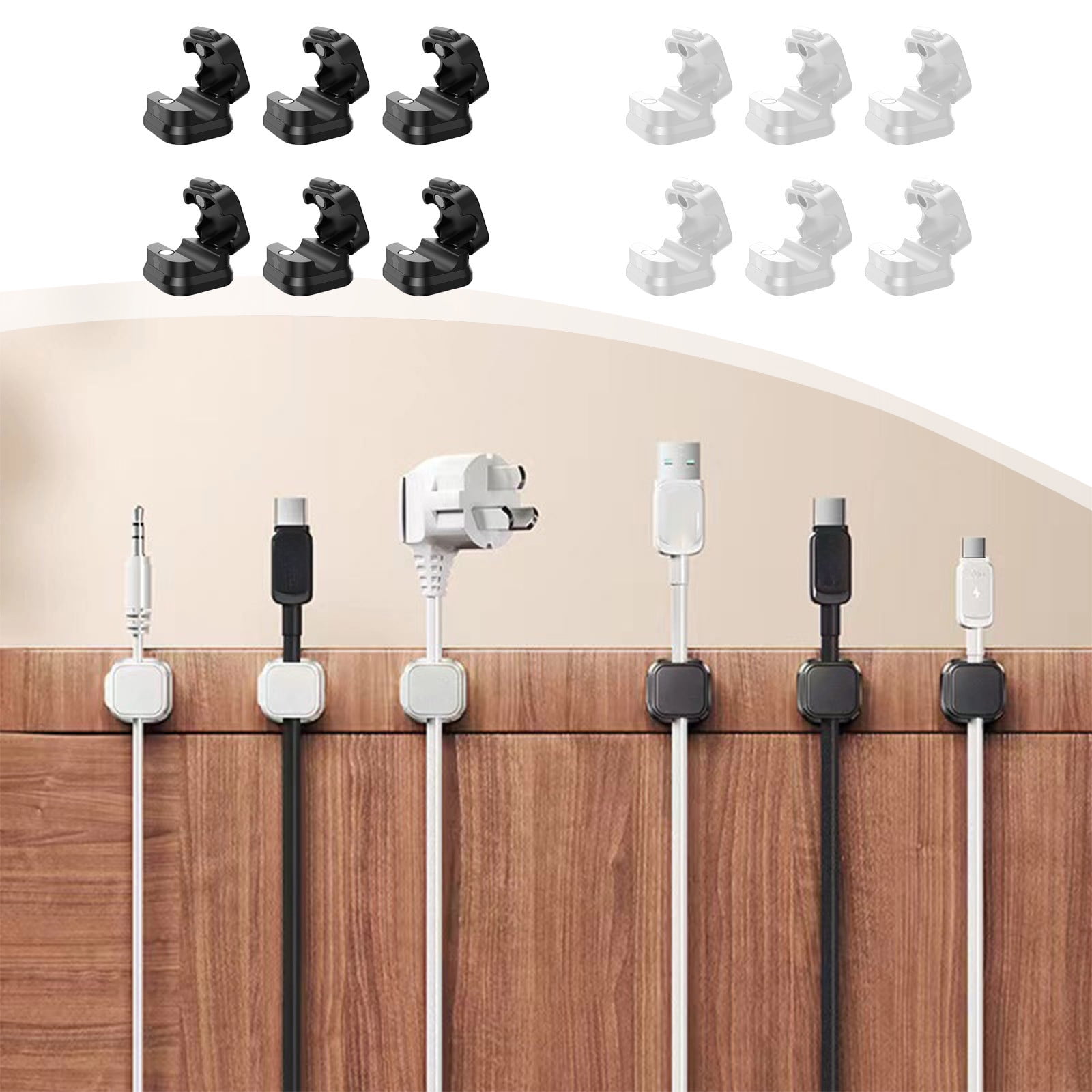 Magnetic Cable Organizer 6-Pack, Desktop & Wall Mounted, Punch-Free, B ...