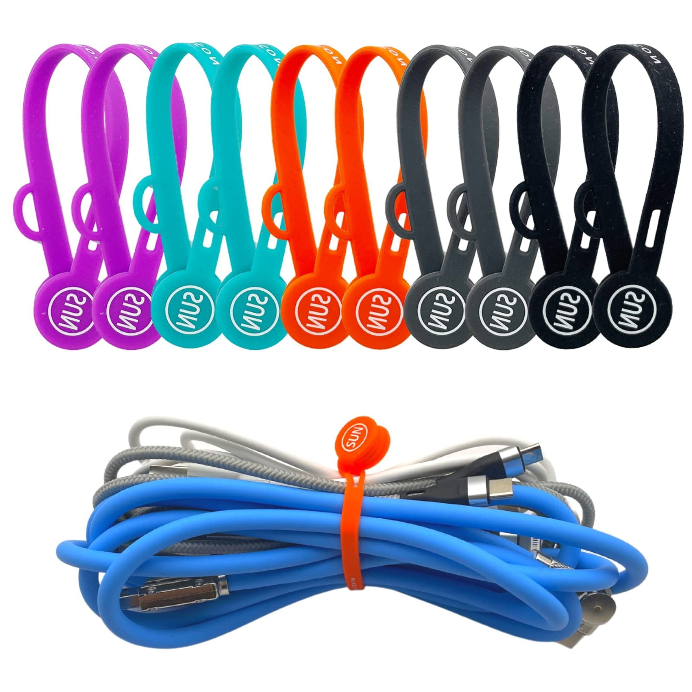 Magnetic Cable Organizer Clips Set - 10 Colorful Silicone Ties and ...
