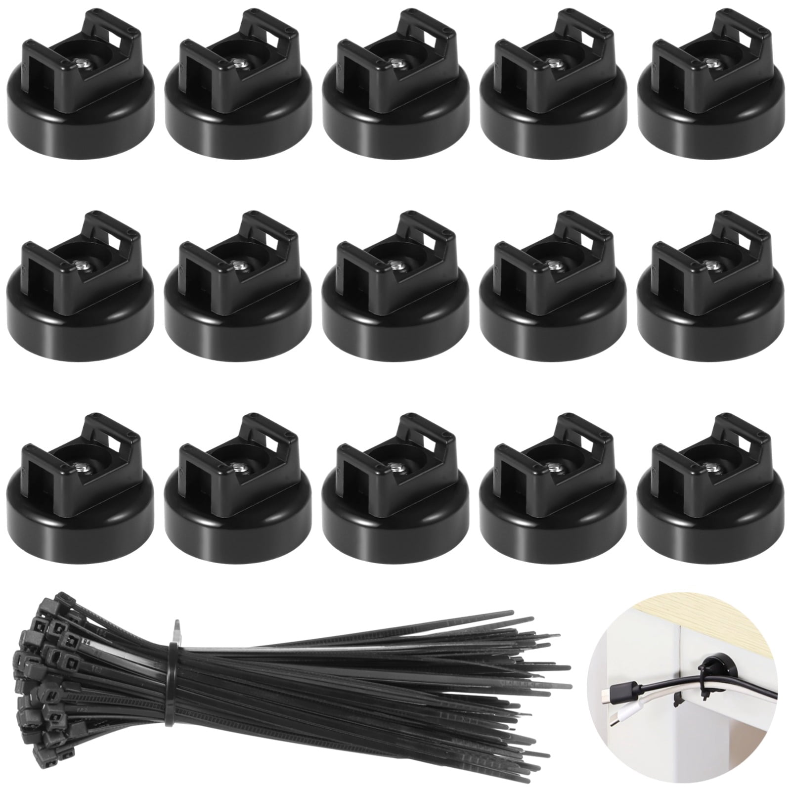 Magnetic Cable Zip Tie Mounts, 15 Pcs Magnets with 50 Pcs Cable Zip ...