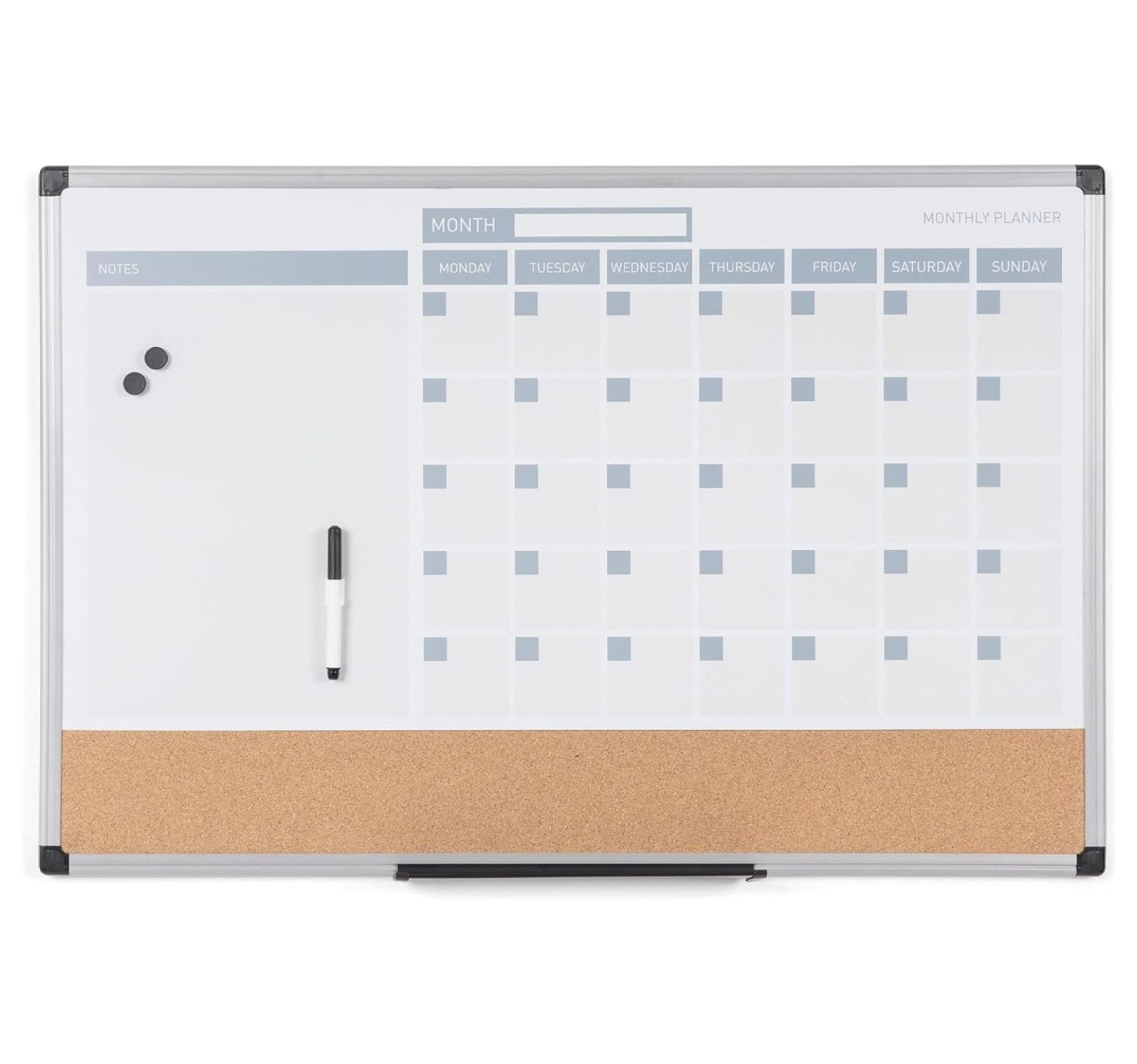 Magnetic Calendar Board 18x24, Dry Erase Monthly Planner with Corkboard ...