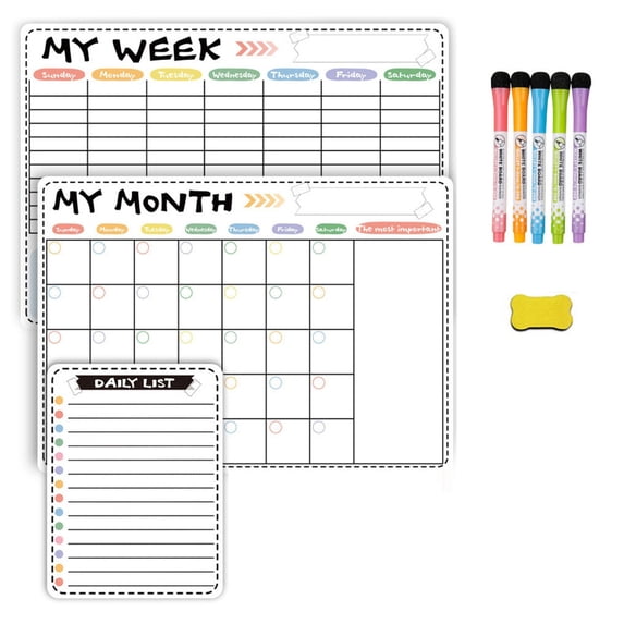 Magnetic Calendar Whiteboard Fridge Weekly Monthly Calendar with ...