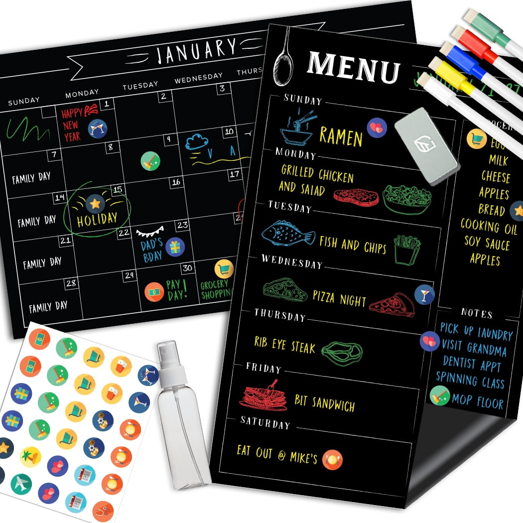 "Lushleaf Magnetic Weekly & Monthly Dry Erase Fridge Calendar - Kitchen ...