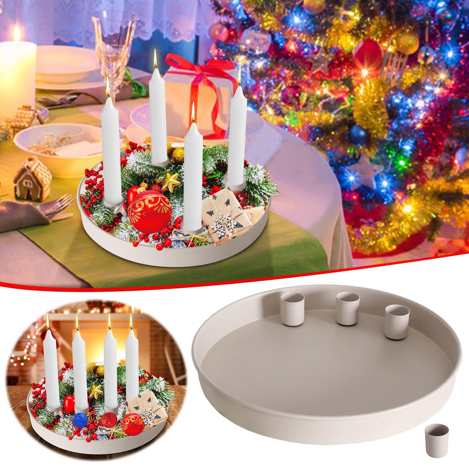 Magnetic Candle Tray for Taper Candles 25Cm Round Metal Candle Holder ...