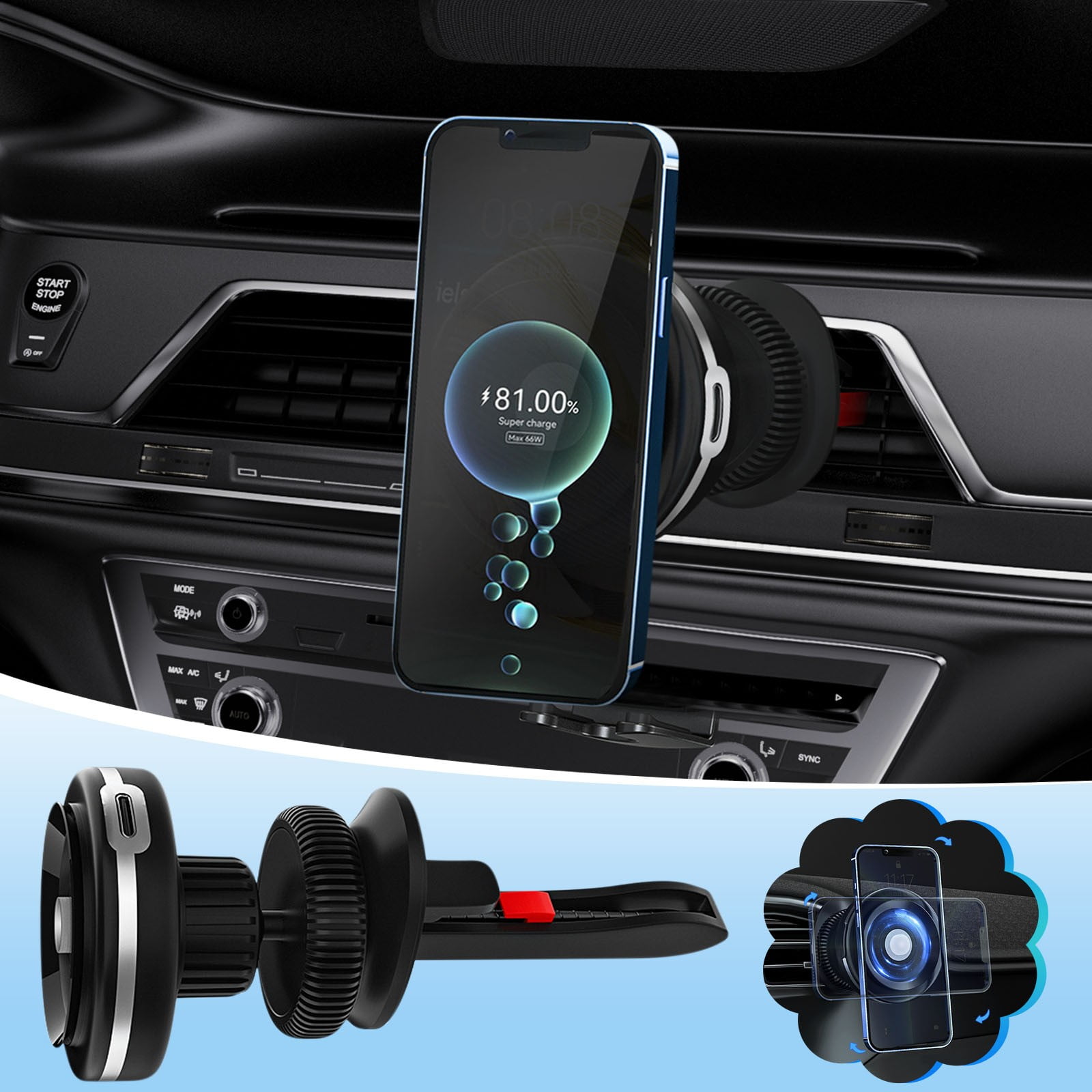 Magnetic Car Suction Cup 2024 New Wireless Charging Mobile Phone ...