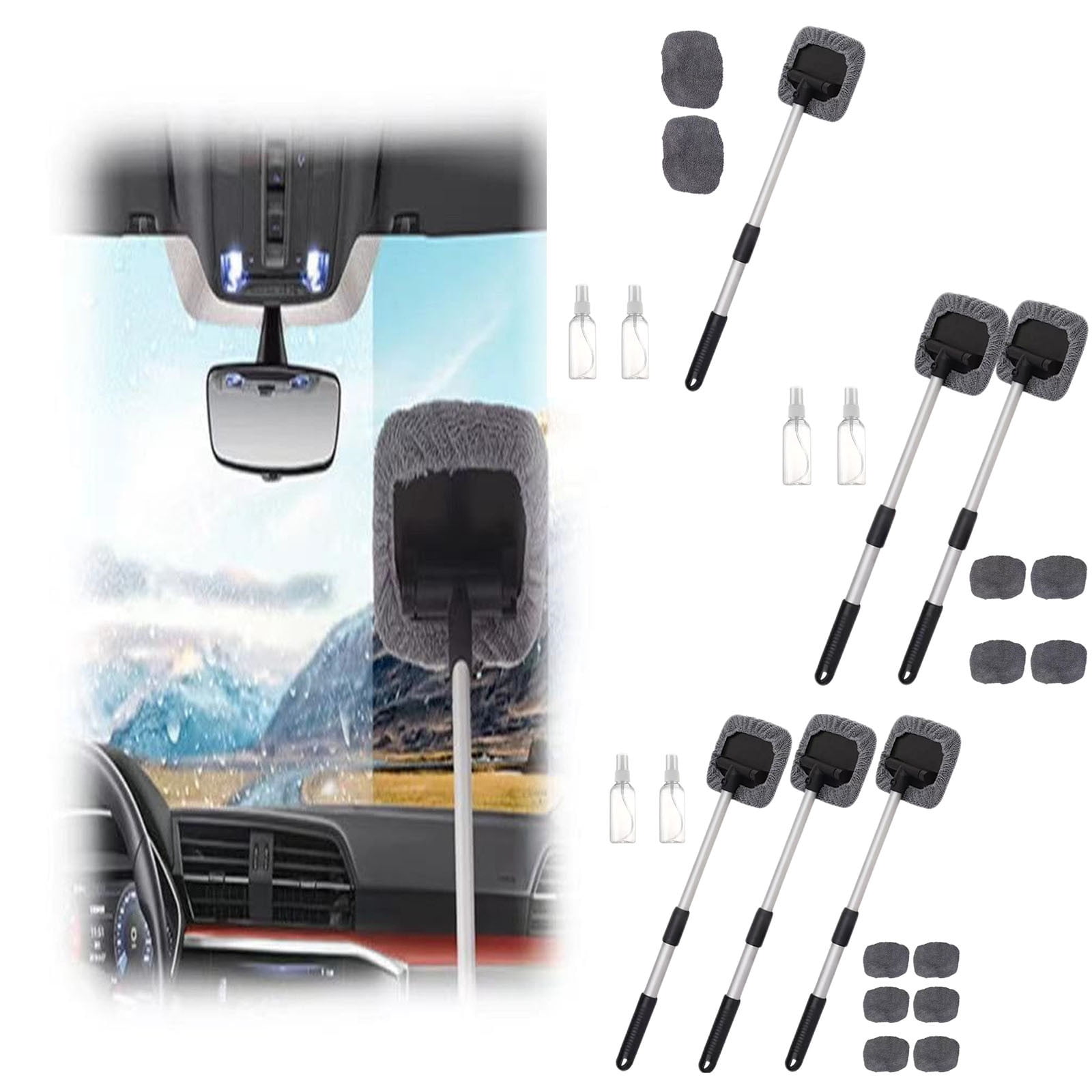 Magnetic Car Window Cleaner Tool | Expandable Windshield Cleaning Brush ...